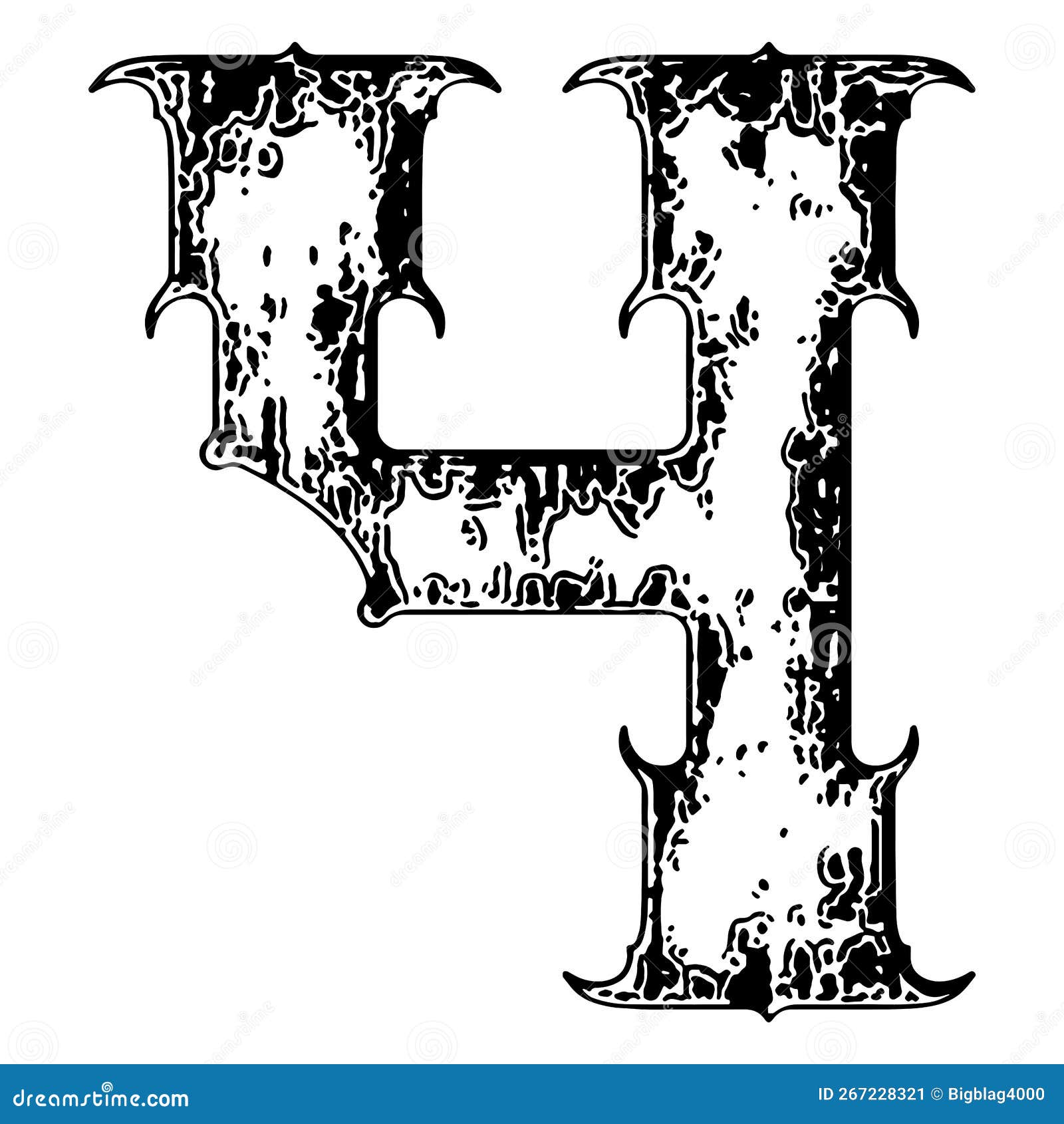Neo-gothic Decorative Number.Vector Medieval Font. Stock Illustration ...