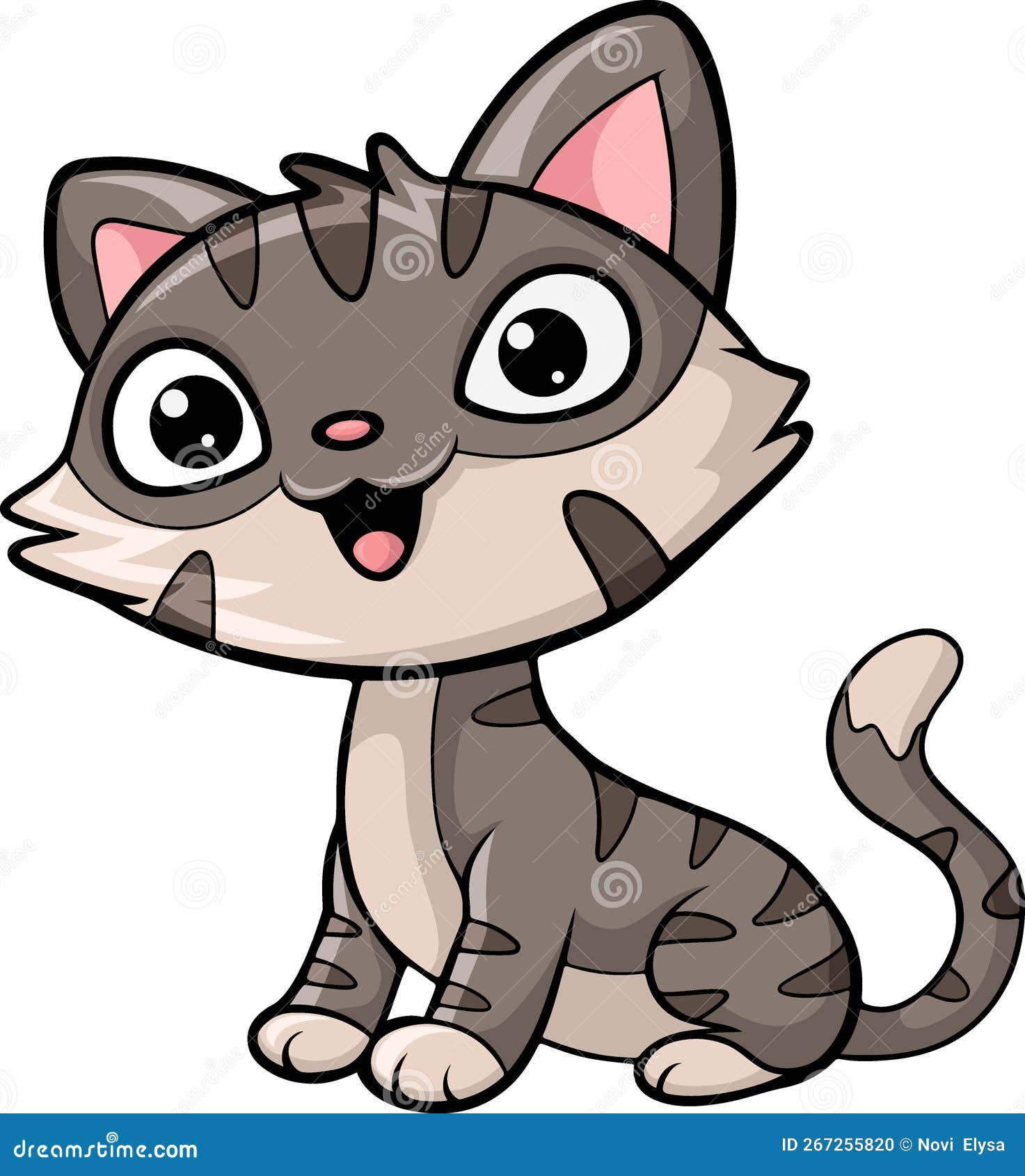 Cute Little Cat Cartoon Sitting Stock Vector - Illustration of feline ...