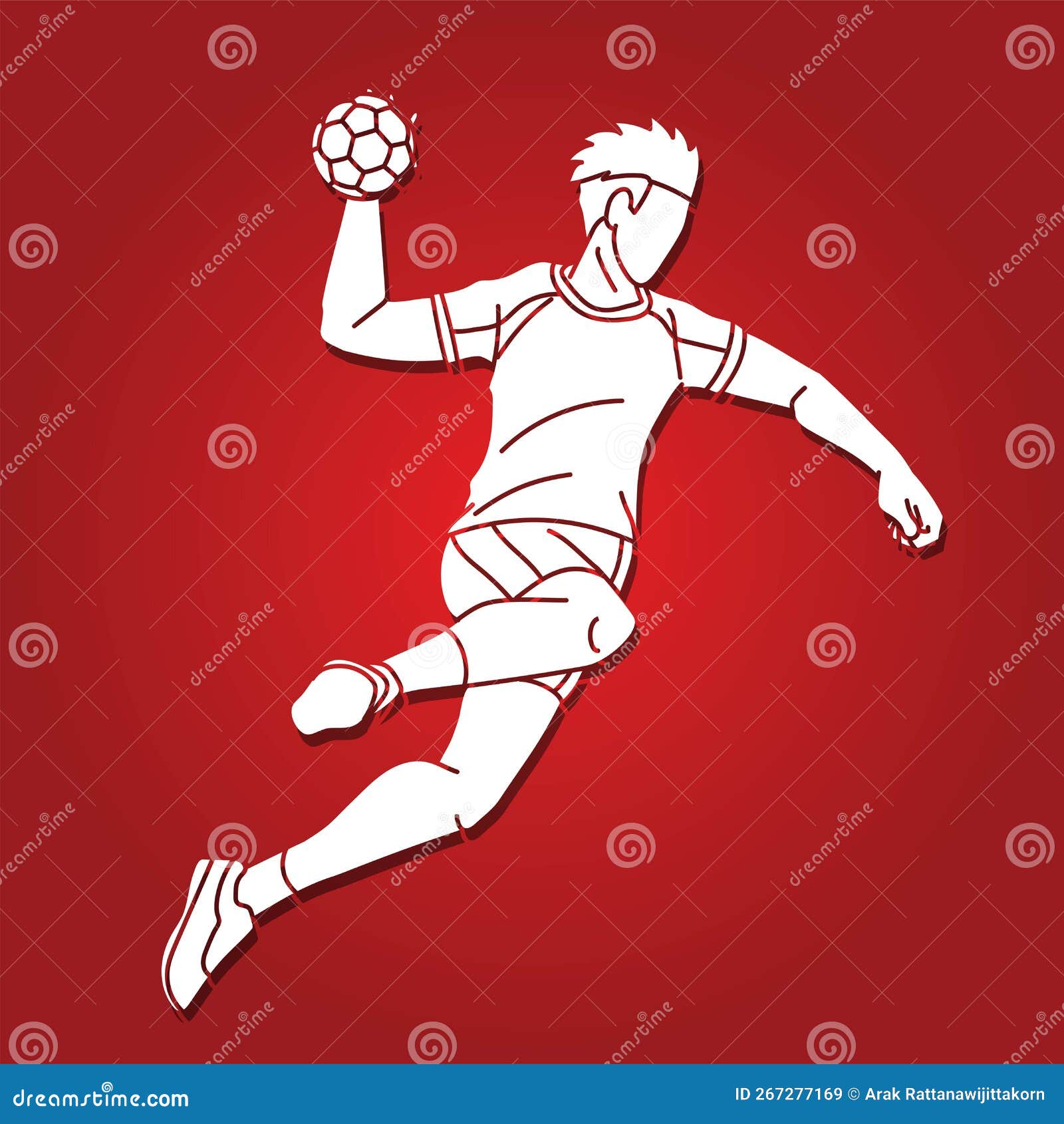 Handball Sport Male Player Team Action Cartoon Graphic Vector Stock ...