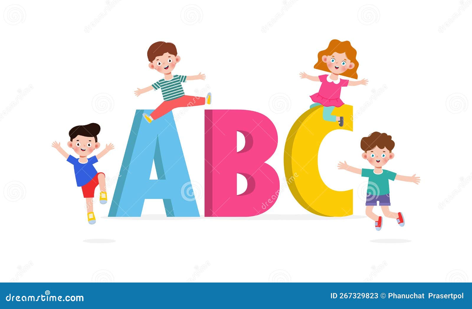 Cartoon Children with ABC Letters, School Kids with ABC, Child with ABC ...