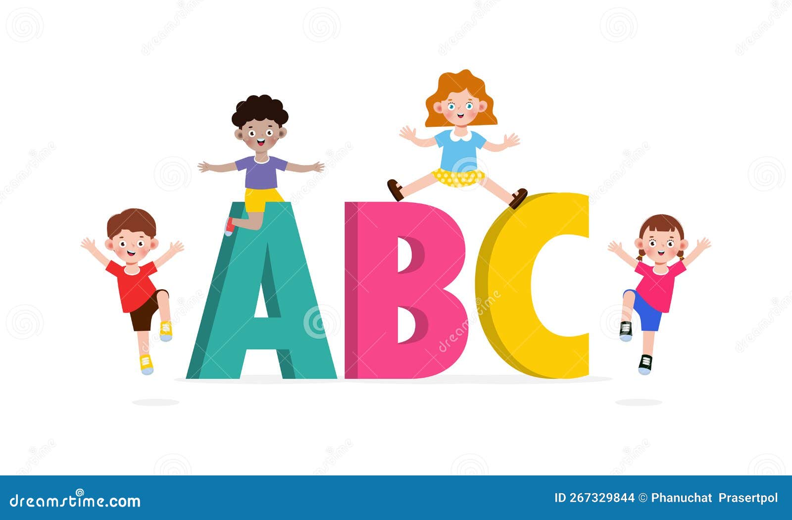 Cartoon Children with ABC Letters, School Kids with ABC, Child with ABC ...