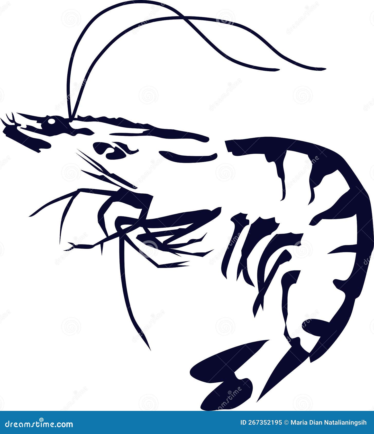 Shrimp Water Shilhouette Animal Vector Stock Vector - Illustration of ...