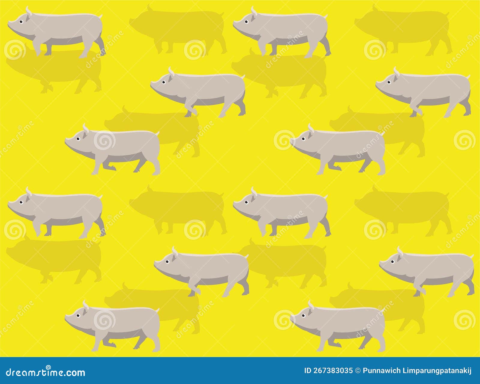 Animal Pig Walking Seamless Wallpaper Background Stock Vector ...