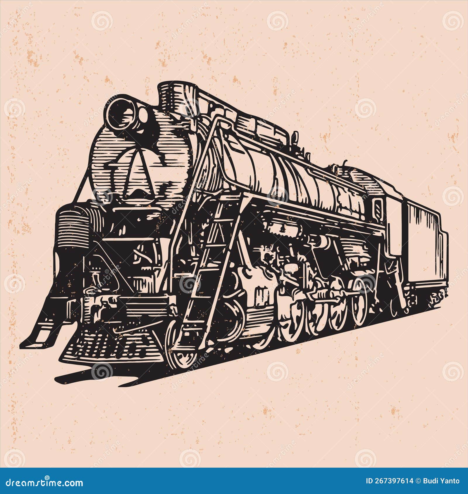 Train Vector Art Hand Drawing Stock Vector - Illustration of rail ...