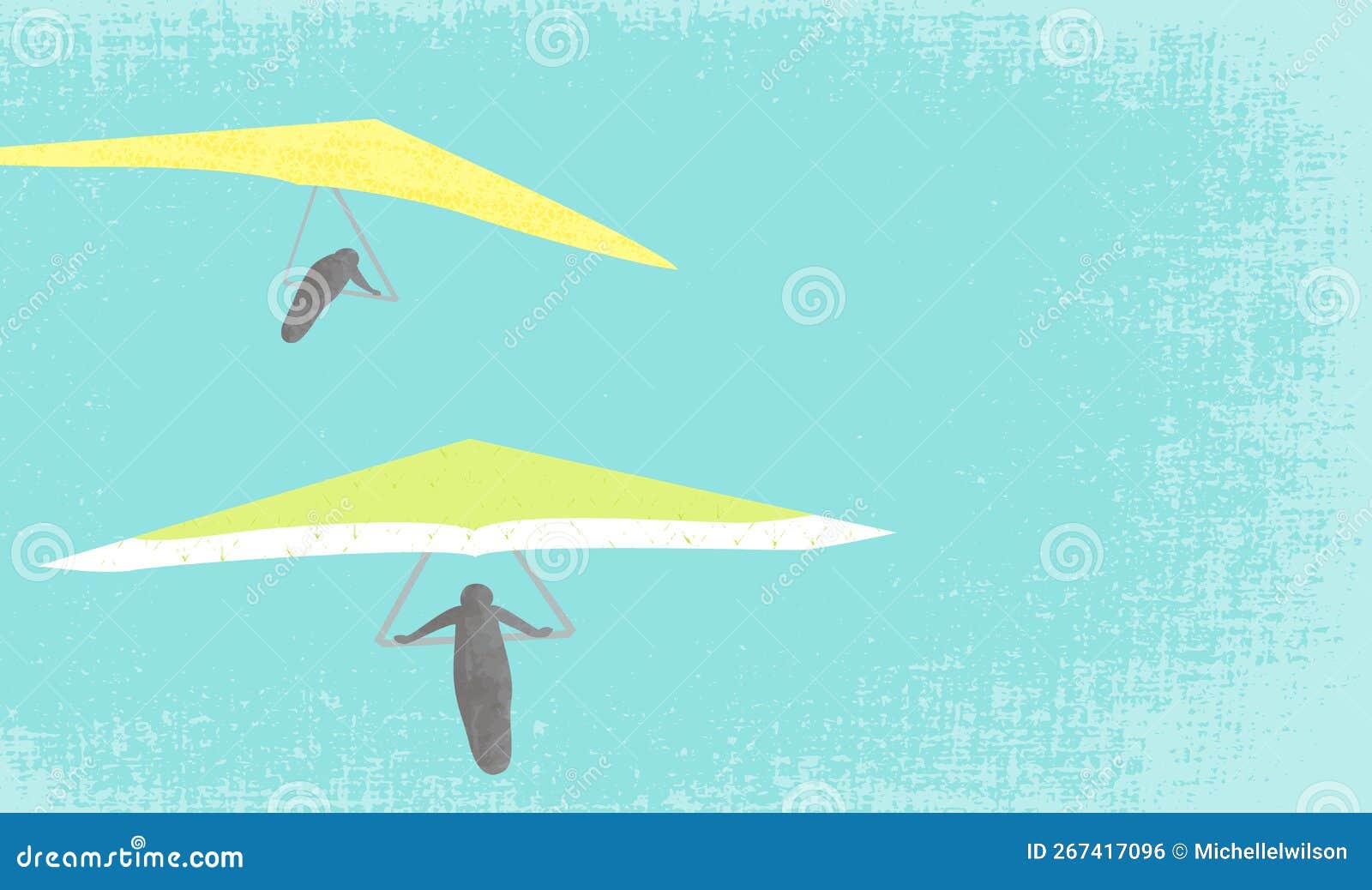 Hang Gliders Gliding In Air Set. Hangglider With Wings Flying, Soaring ...