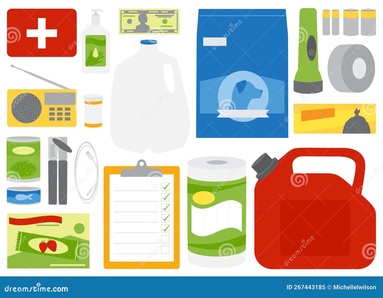 A Set of Emergency Supplies Stock Vector - Illustration of opener, item ...