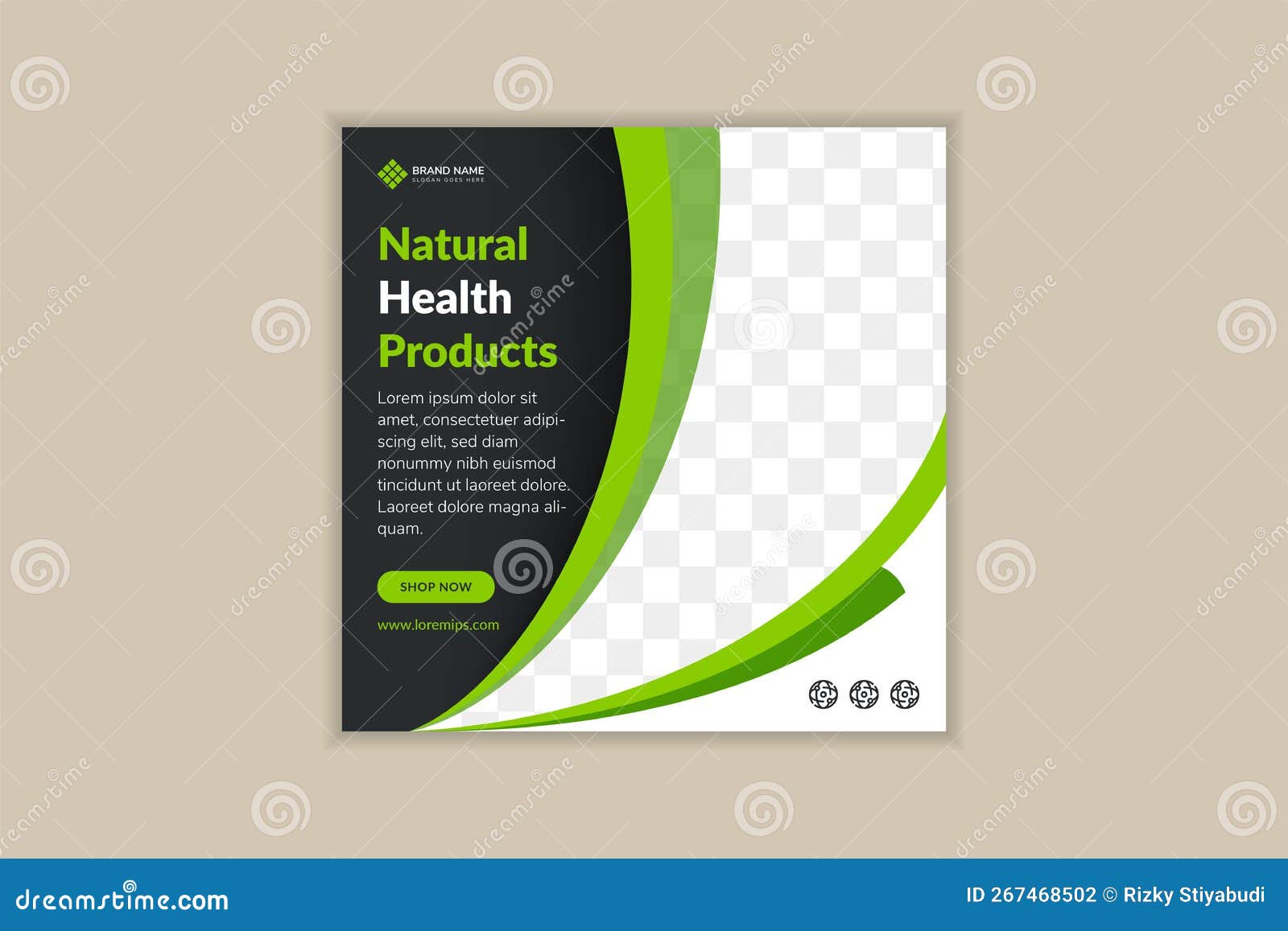 Natural Health Product Social Media Post Template Stock Vector ...