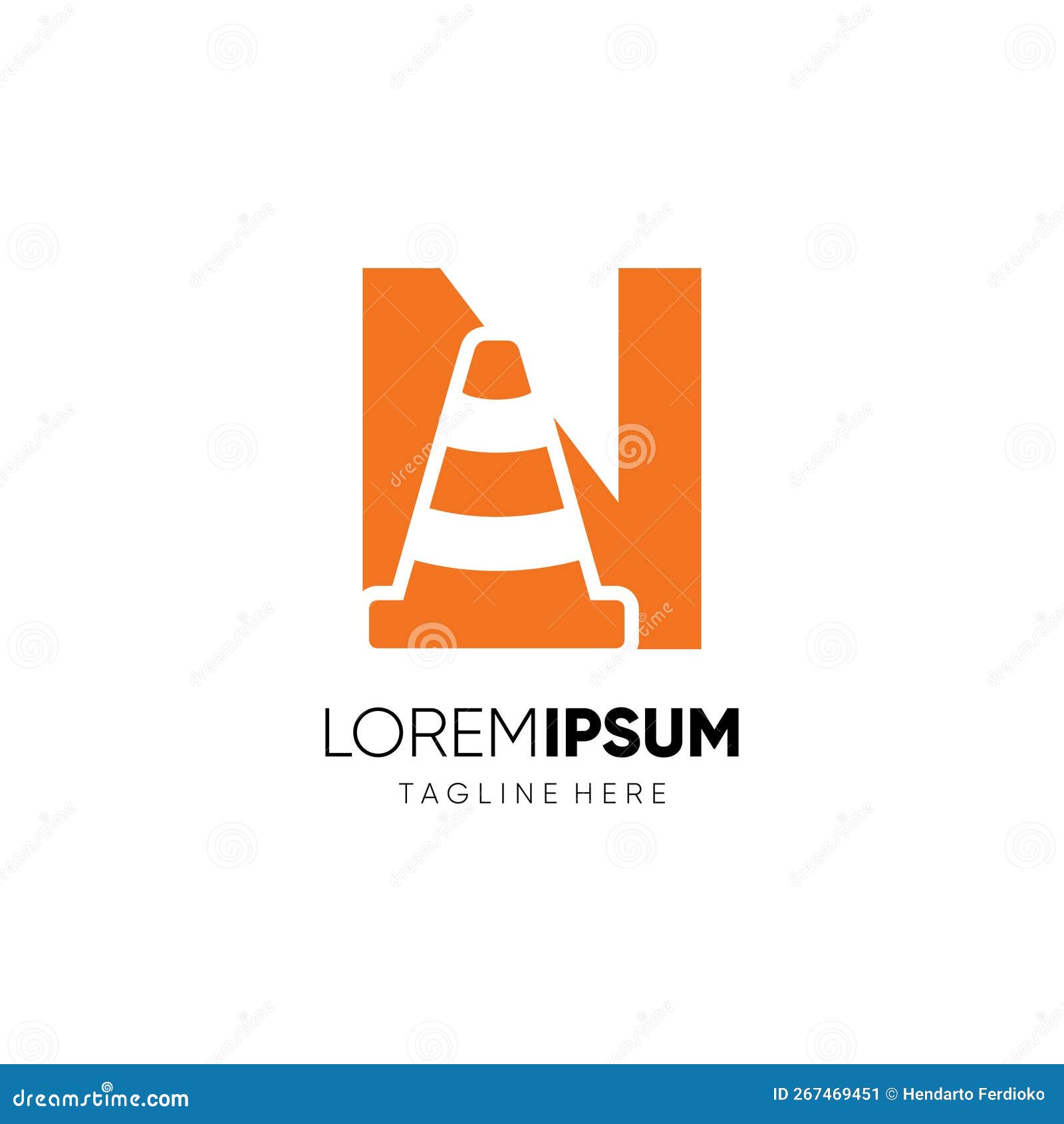 Letter N Traffic Cone Logo Design Vector Icon Graphic Emblem ...