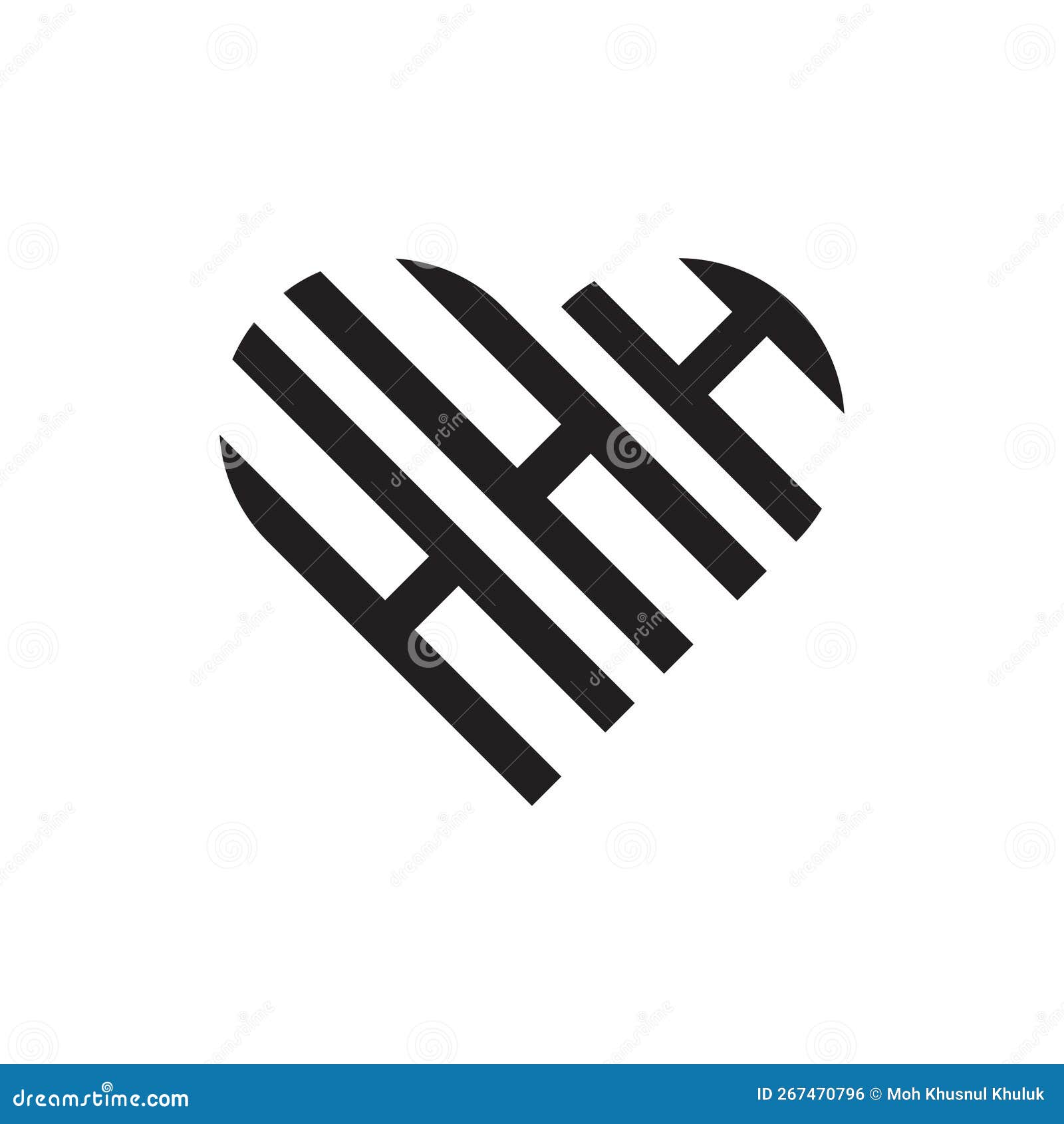 Initial Three Letter Heart Outline Logo Vector Stock Vector ...