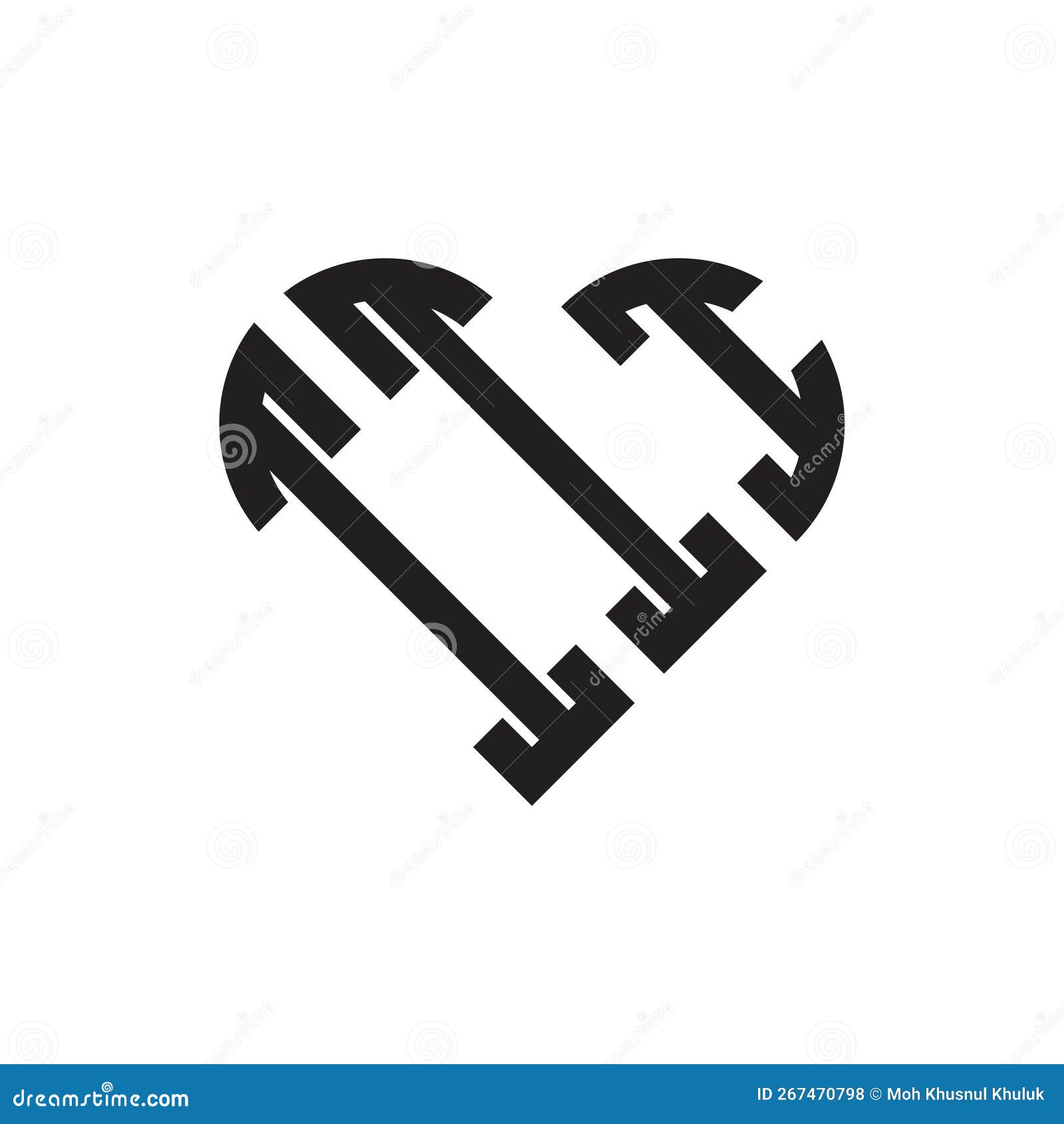 Initial Three Letter Heart Outline Logo Vector Stock Vector ...