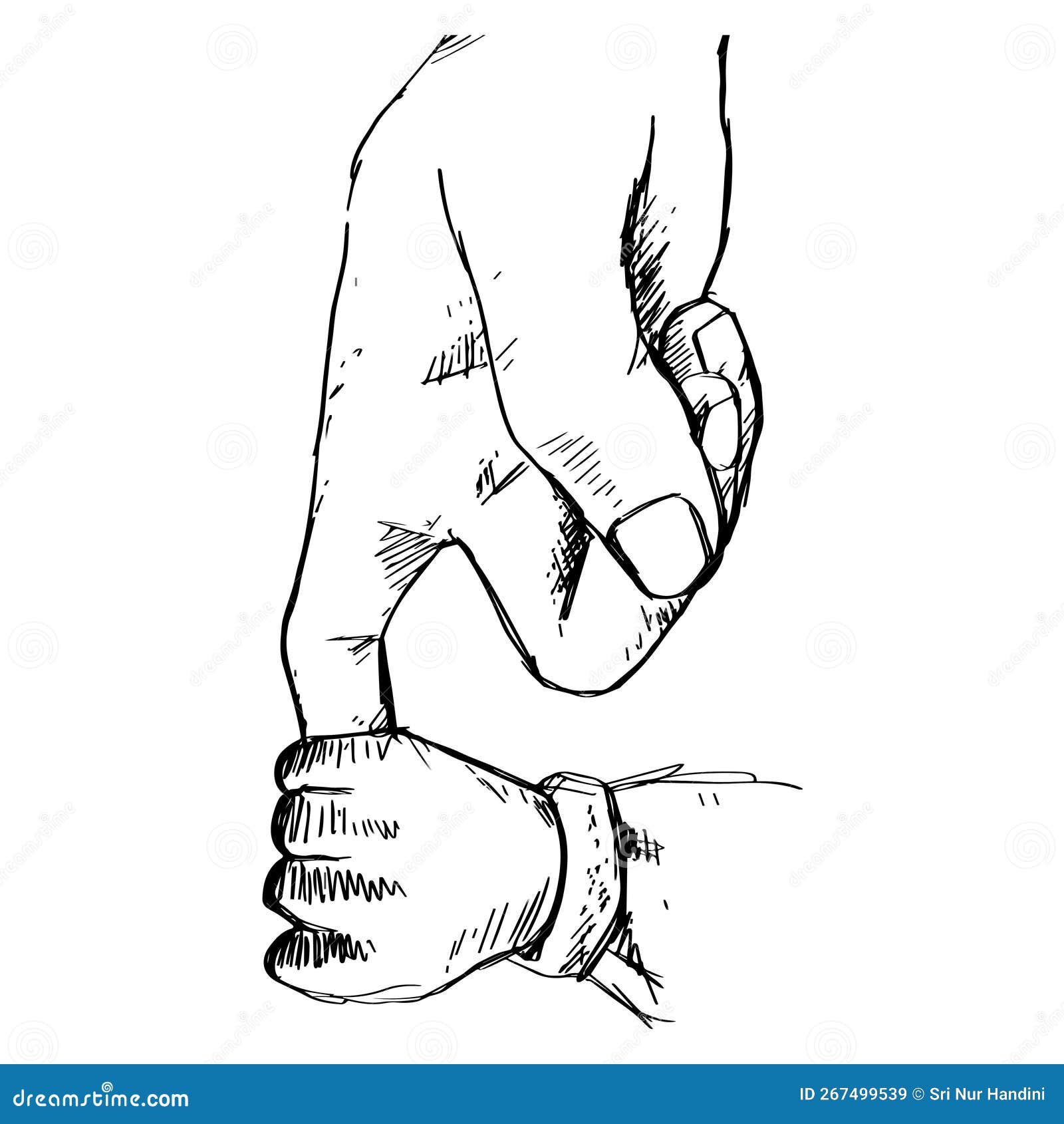 Hand of Baby Holding Mother, Sketch Drawing Illustration. Stock ...