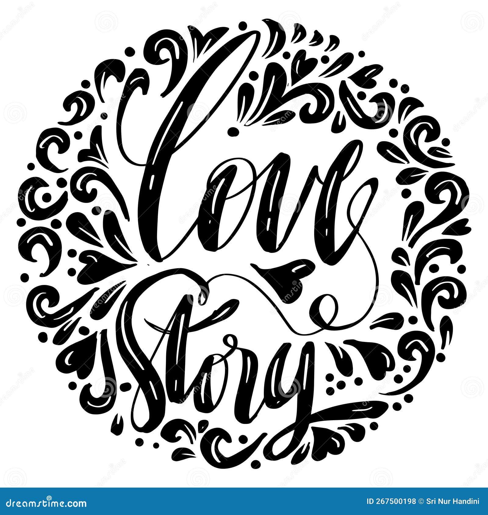 Words Love Story, Hand Lettering. Stock Illustration - Illustration of ...