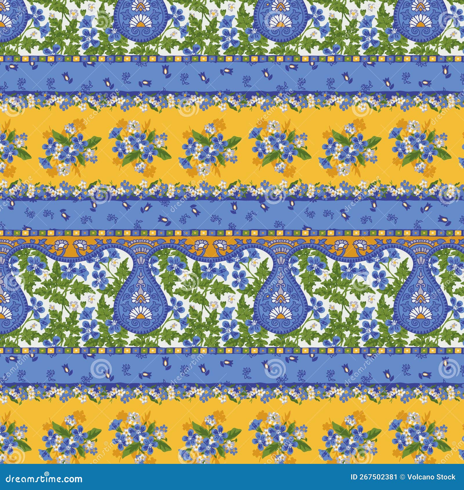 Paisley Stripe Seamless Pattern. Floral Wallpaper. Stock Vector ...