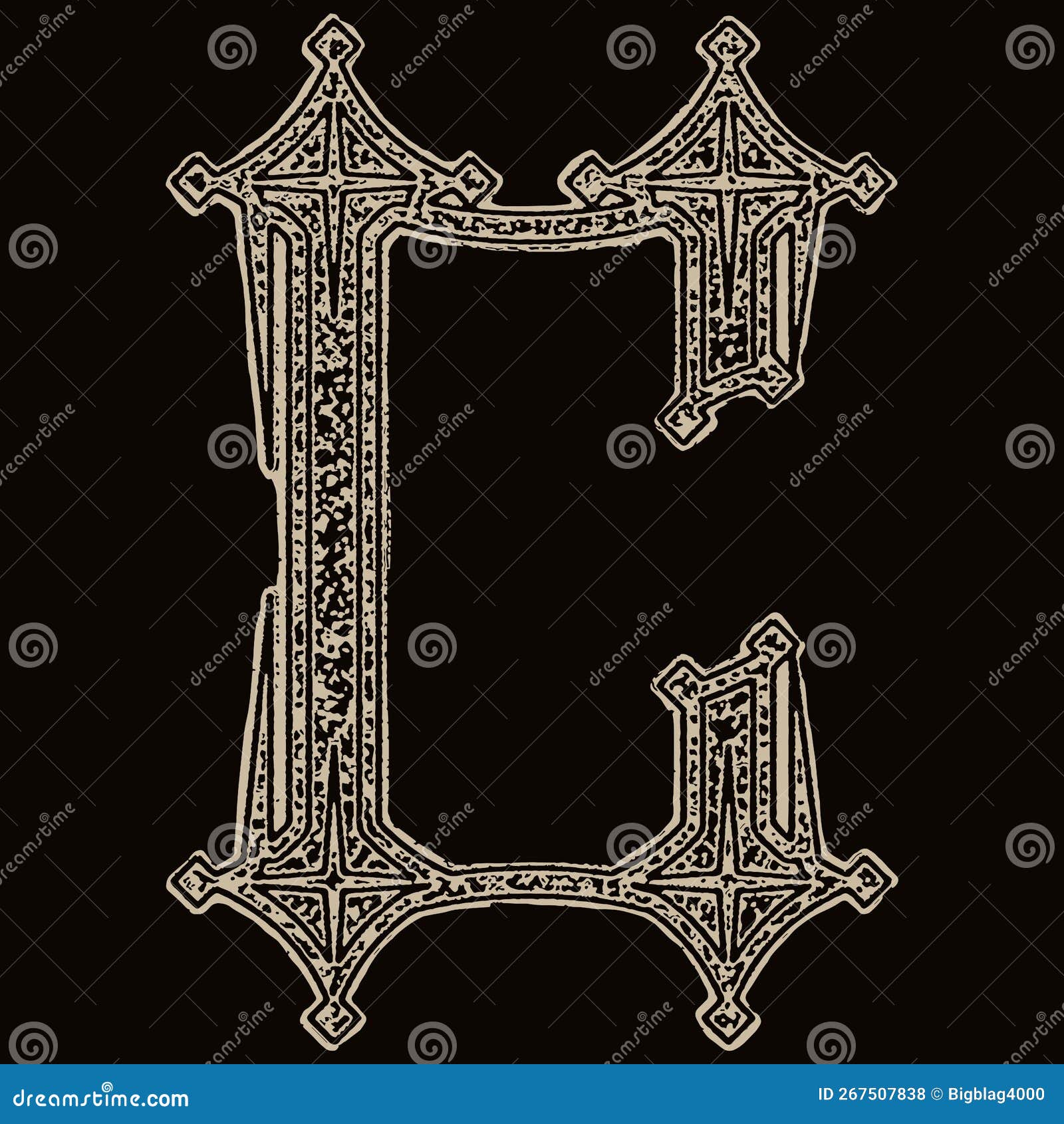 Neo-gothic Decorative Letter.Vector Medieval Font. Stock Vector ...