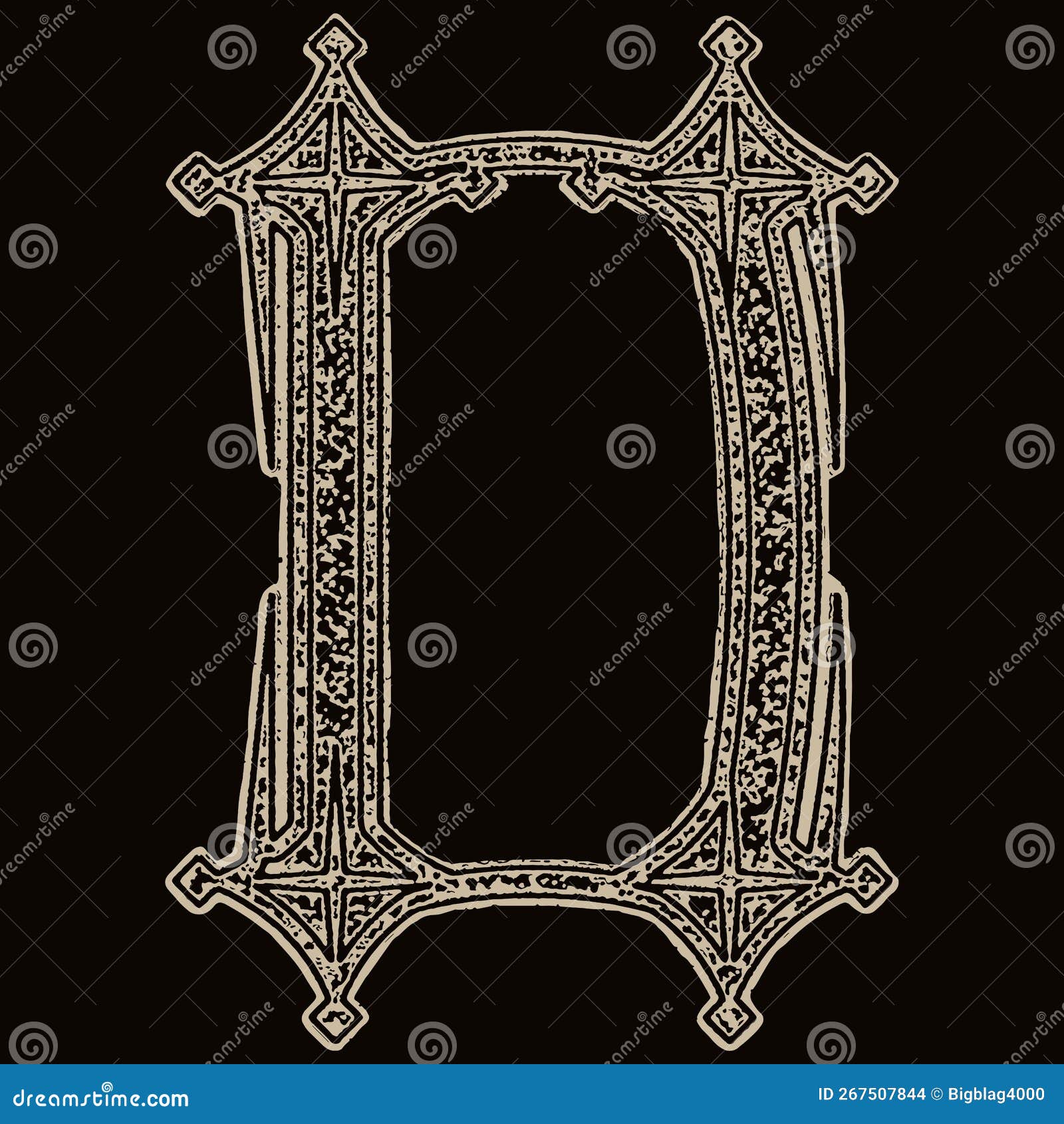 Neo-gothic Decorative Letter.Vector Medieval Font. Stock Vector ...