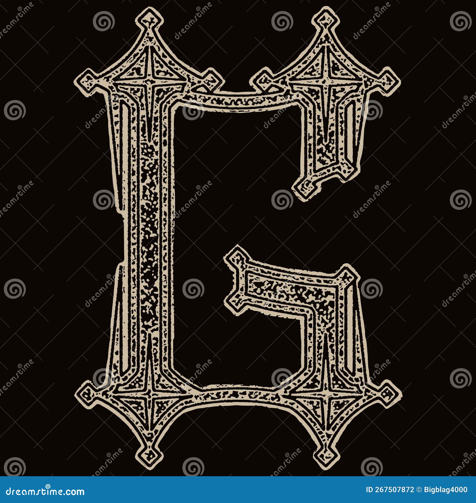 Neo-gothic Decorative Letter.Vector Medieval Font. Stock Vector ...