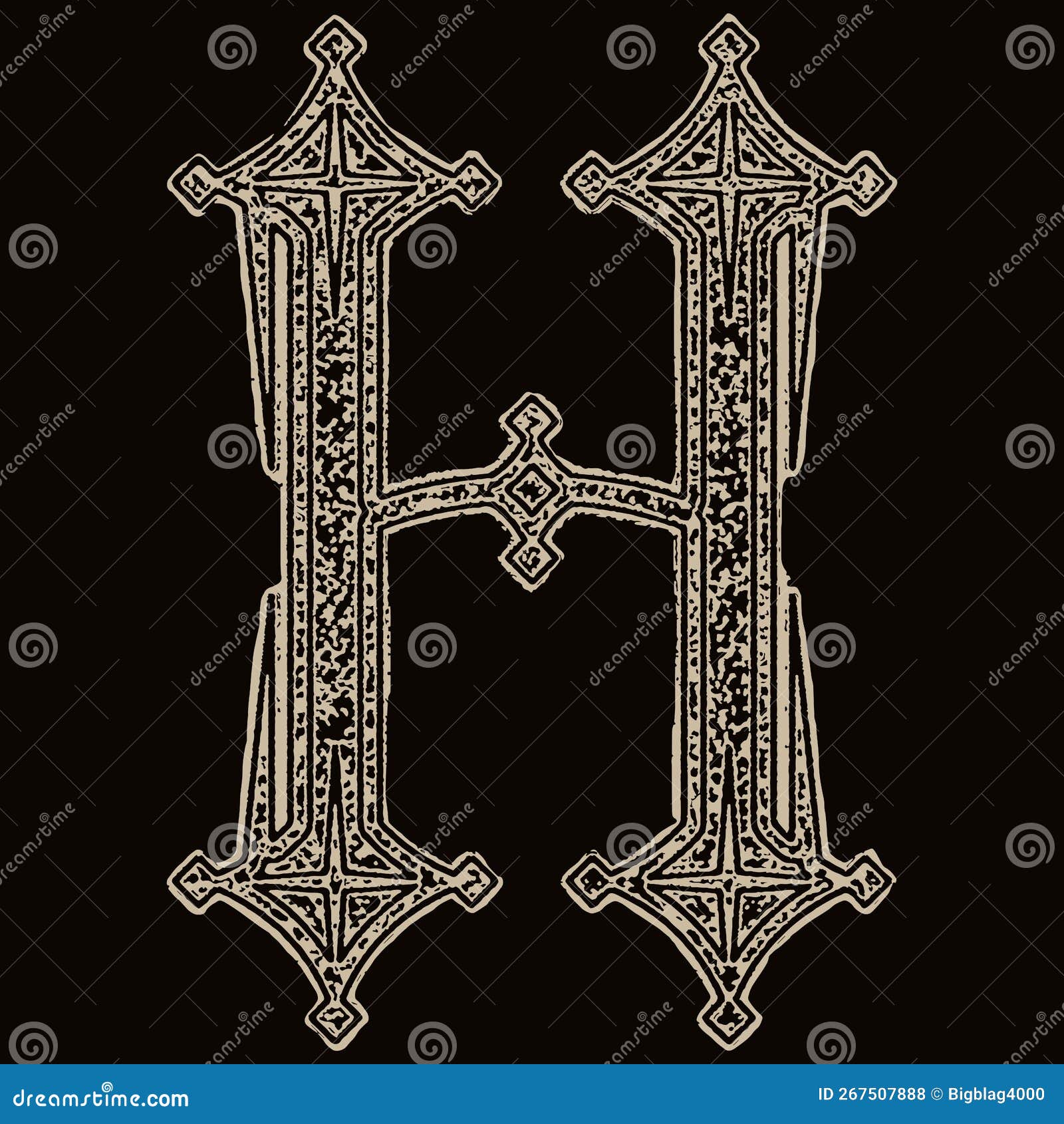 Neo-gothic Decorative Letter.Vector Medieval Font. Stock Vector ...
