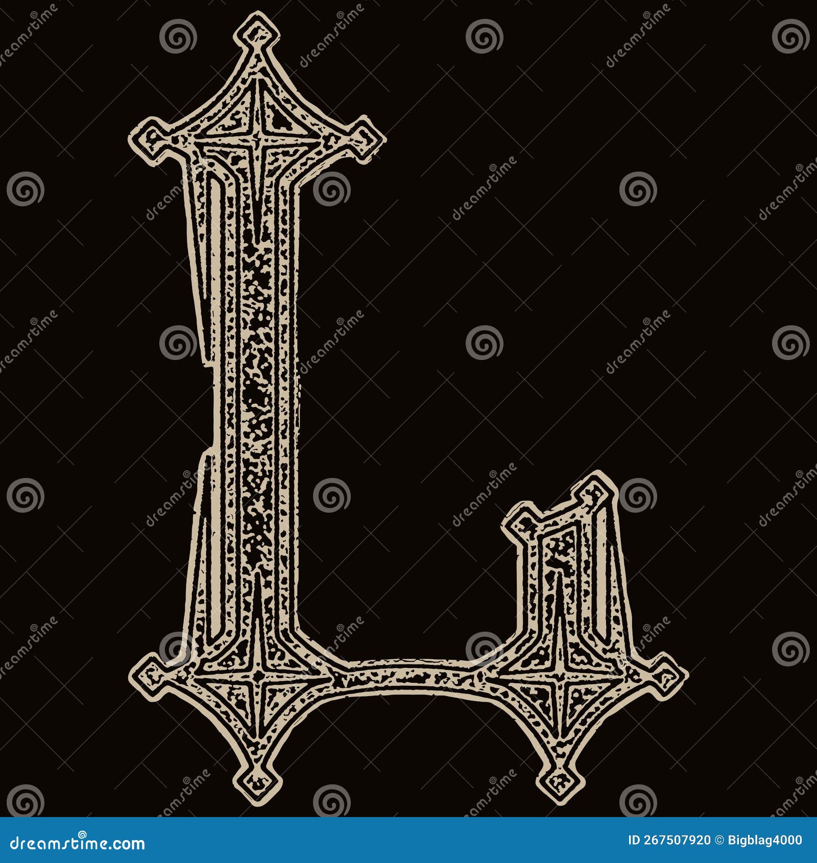 Neo-gothic Decorative Letter.Vector Medieval Font. Stock Vector ...