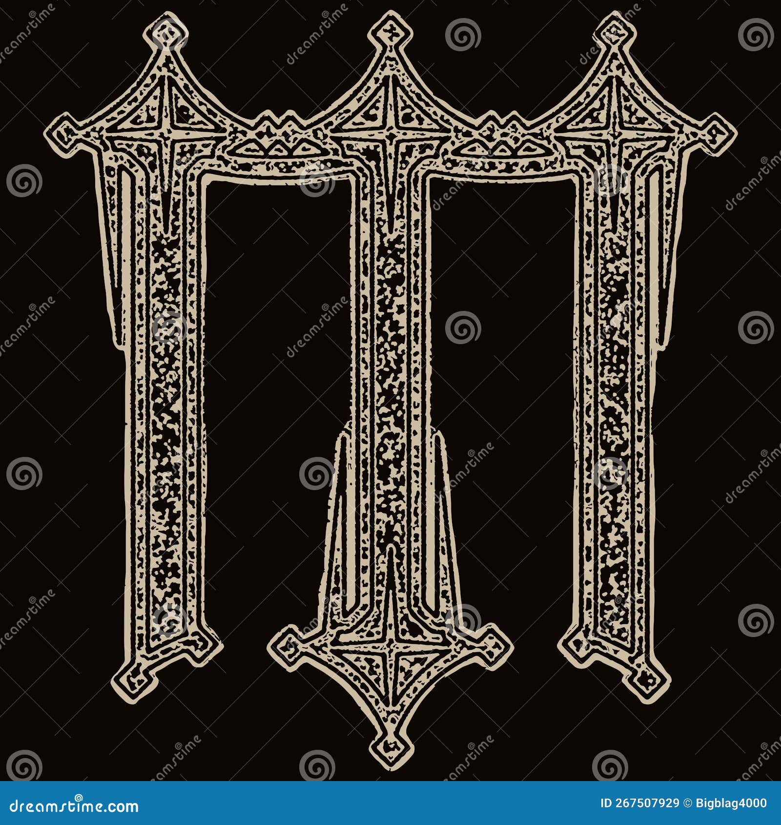 Neo-gothic Decorative Letter.Vector Medieval Font. Stock Vector ...