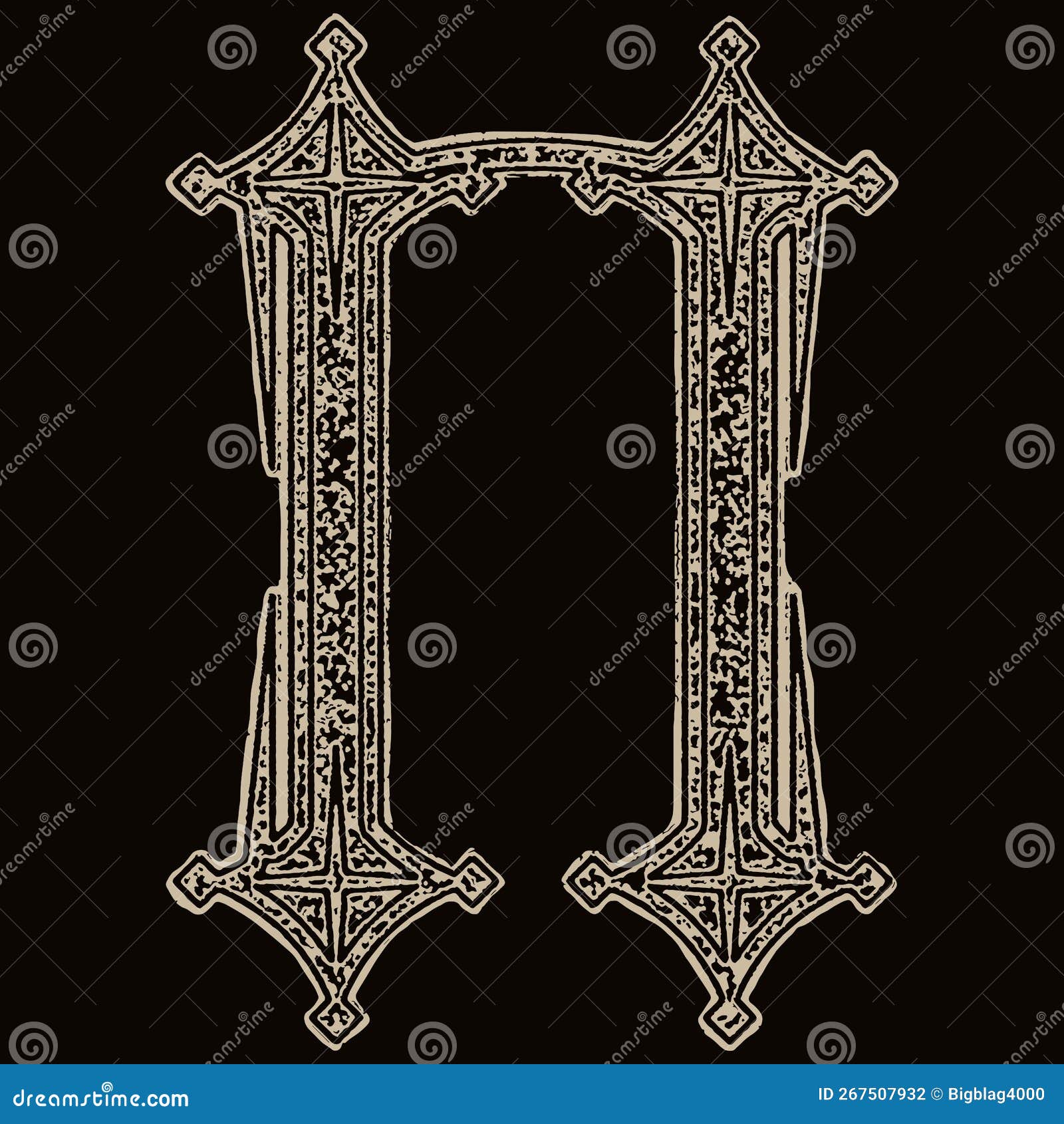 Neo-gothic Decorative Letter.Vector Medieval Font. Stock Vector ...