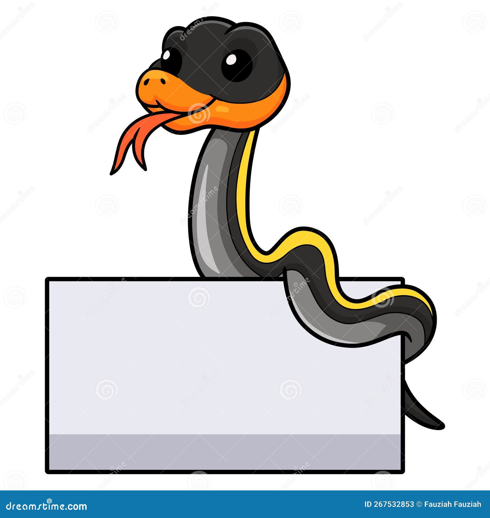 Cute Black Copper Rat Snake Cartoon with Blank Sign Stock Vector ...