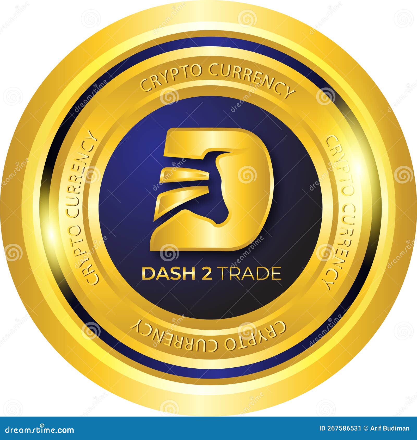 Dash 2 Trade Cryptocurrency Golden Coin Symbol Editorial Photo ...