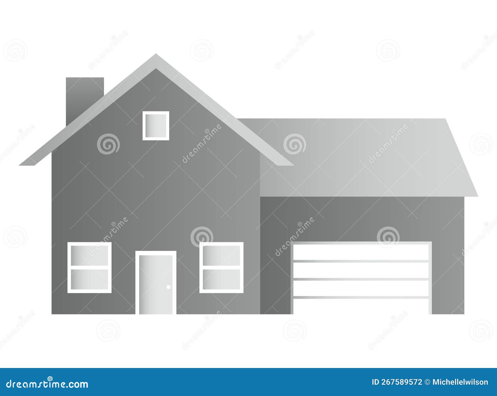 A Grayscale Gradient Home with Garage Stock Vector - Illustration of ...