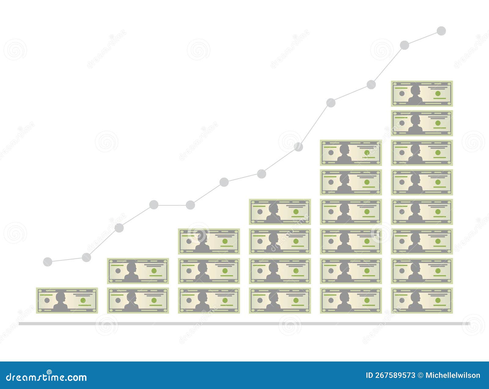 A Money Bar Graph Increasing in Cost Stock Vector - Illustration of ...