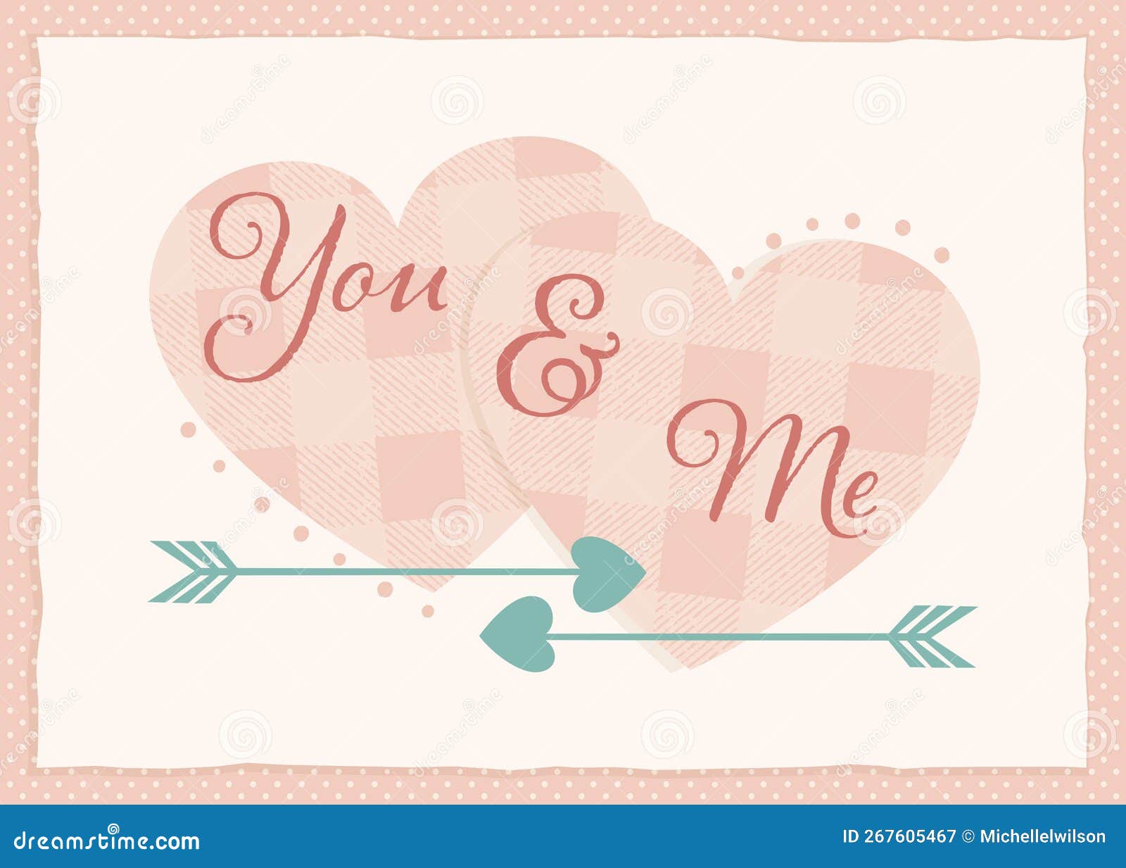 You and ME valentine card stock vector. Illustration of plaid - 267605467