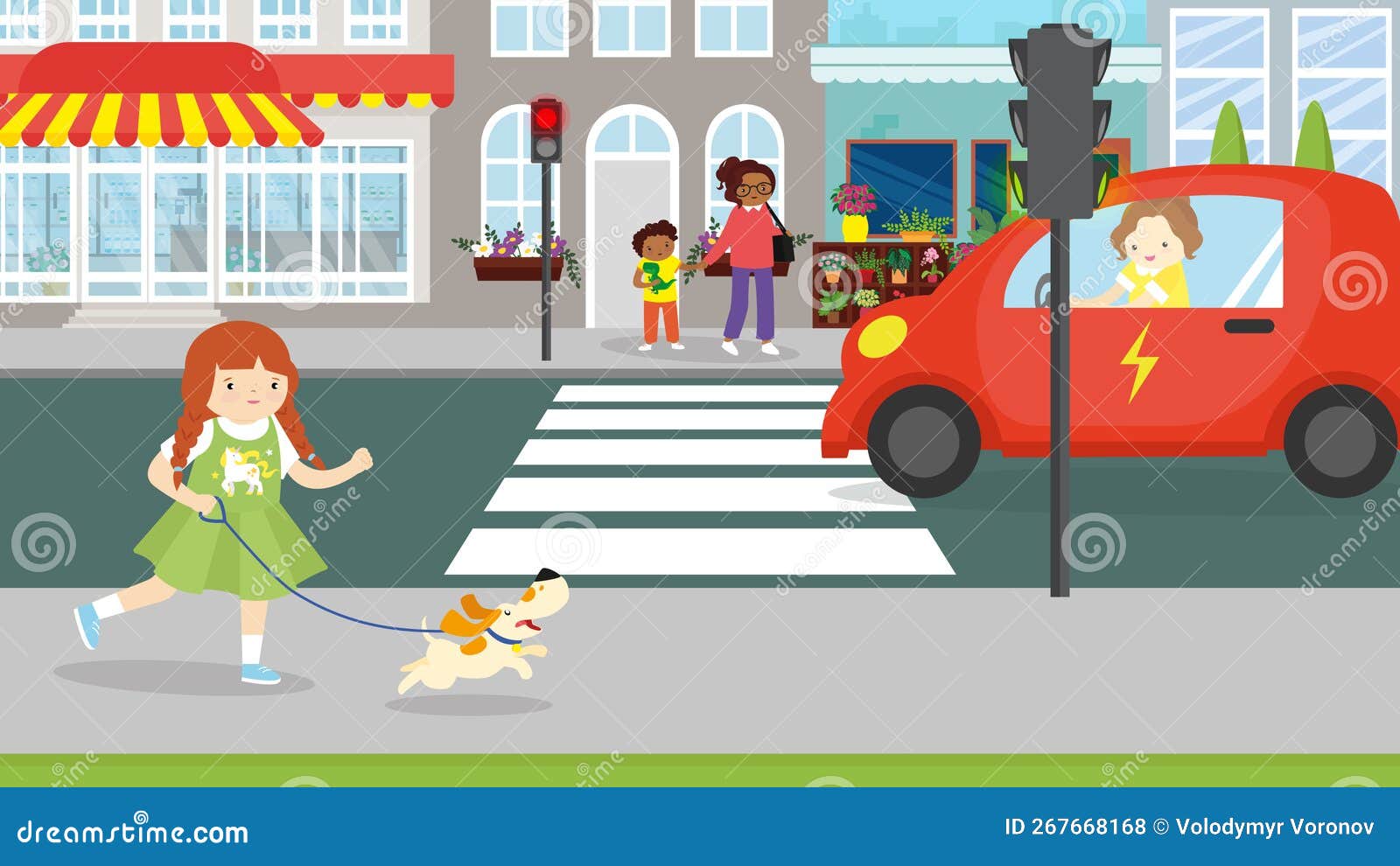 Green Pedestrian Safety Awareness Symbolic Ribbon Vector Illustration ...