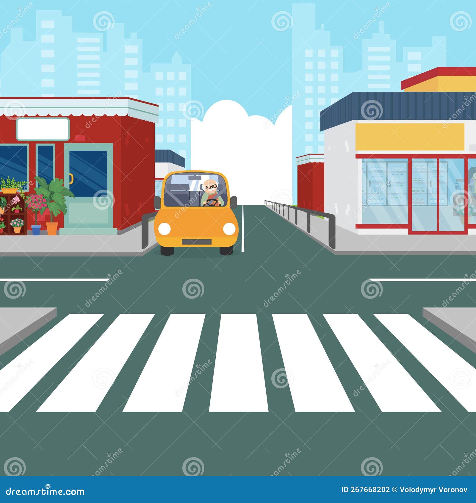Pedestrian Crossing at a Car Intersection Stock Vector - Illustration ...