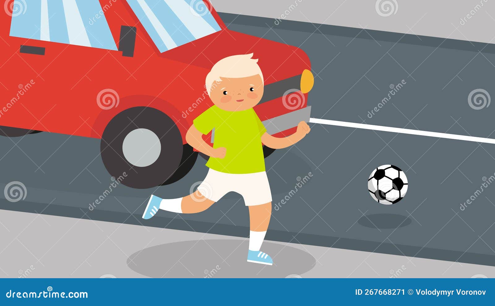 The Boy Ran Out For The Ball On The Road Along Which The Car Was ...