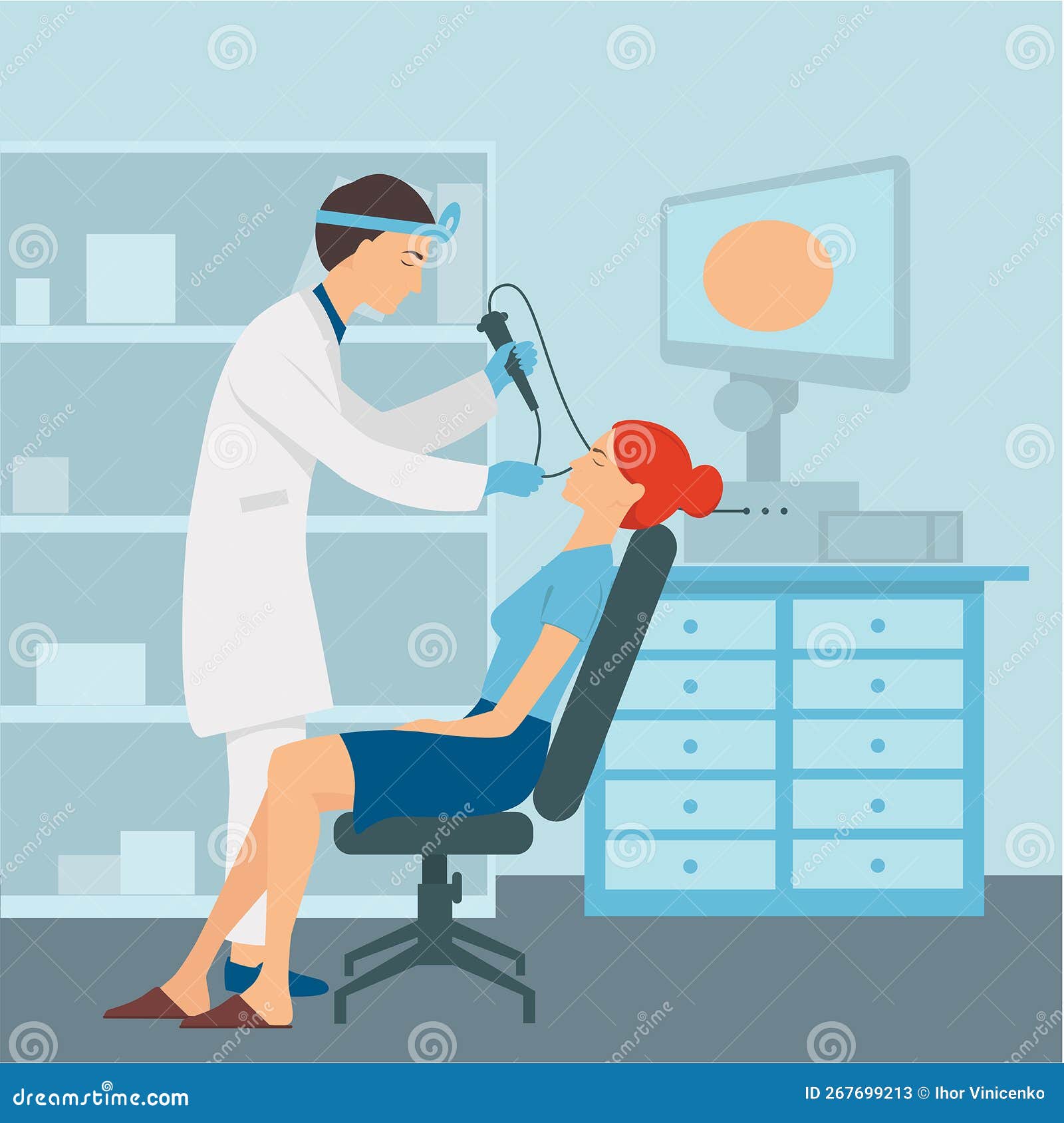 An Otolaryngologist Examines A Child S Sore Throat. Doctor With Patient ...