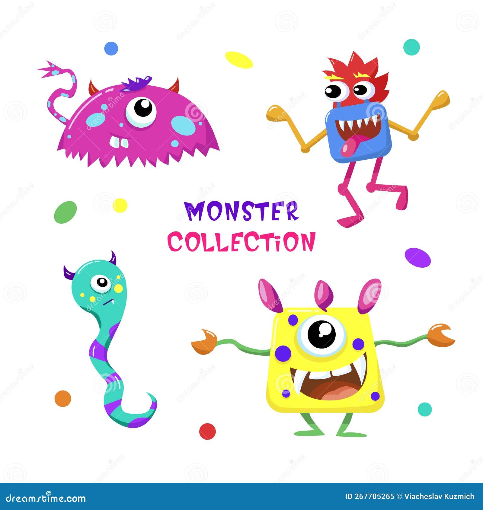 Vector Graphics. Collection of Monster Characters Stock Vector ...