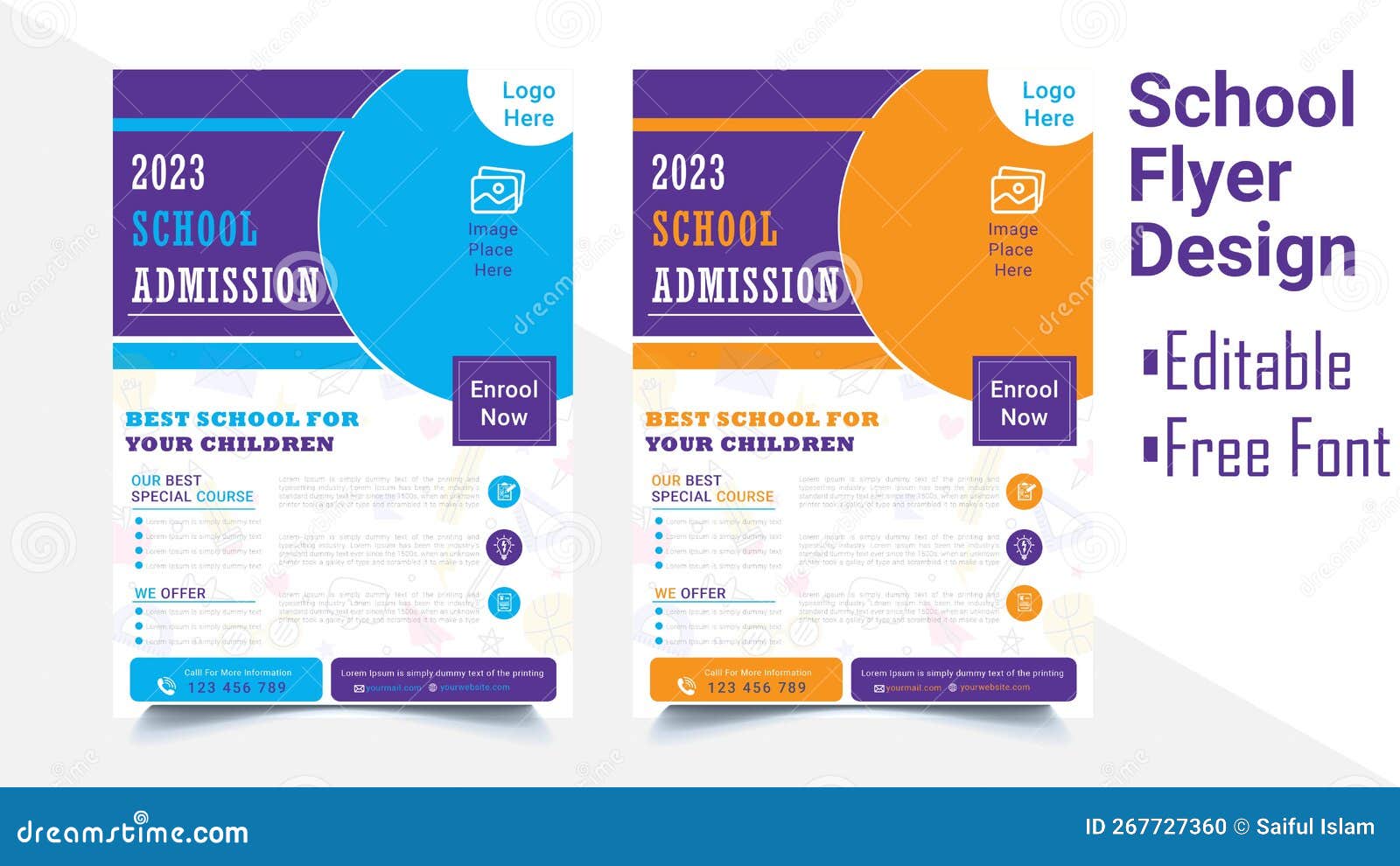 School Flyer Design Template Stock Vector - Illustration of decorative ...