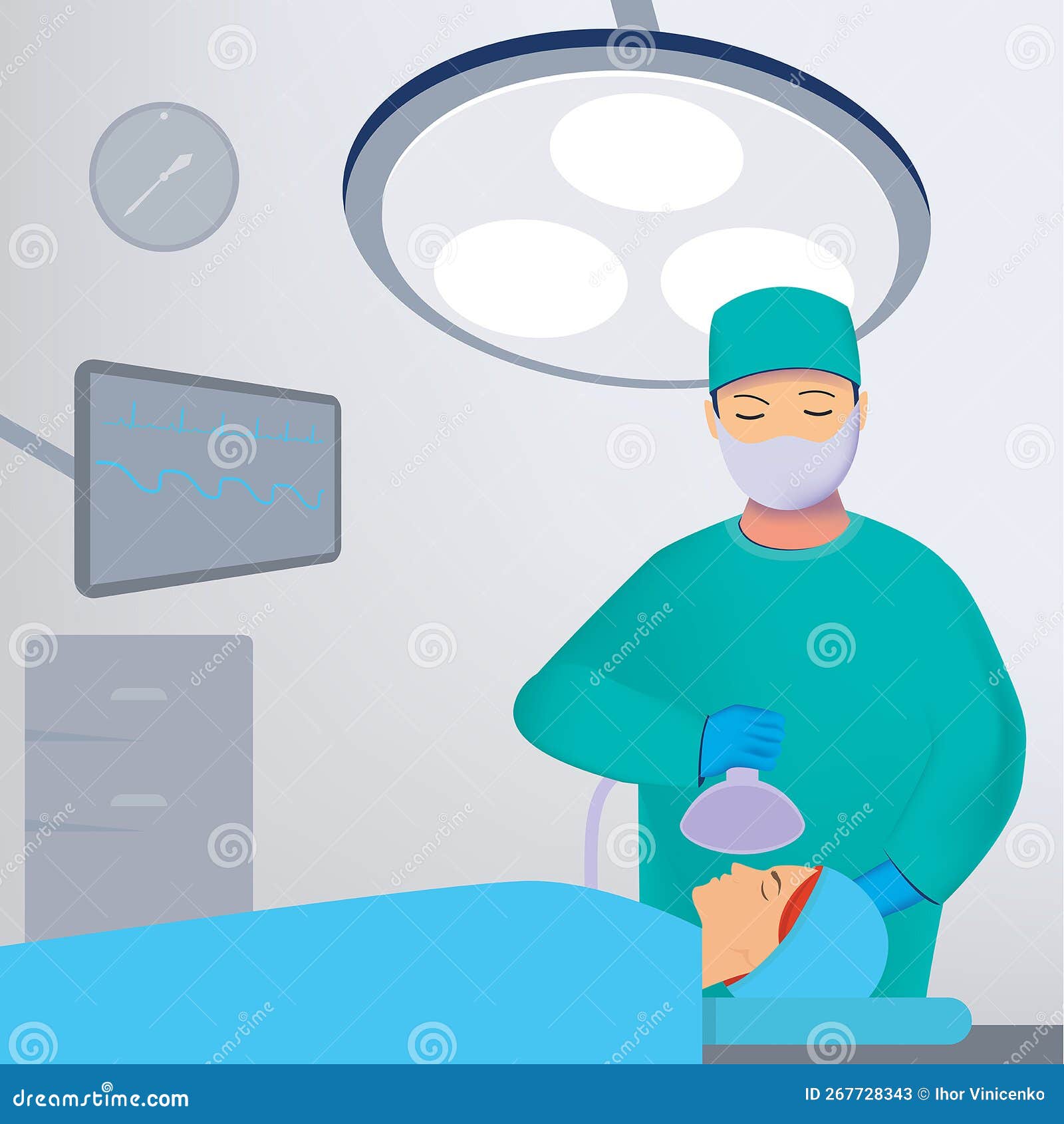 The Anesthesiologist In The Operating Room Makes Anesthesia Cartoon ...
