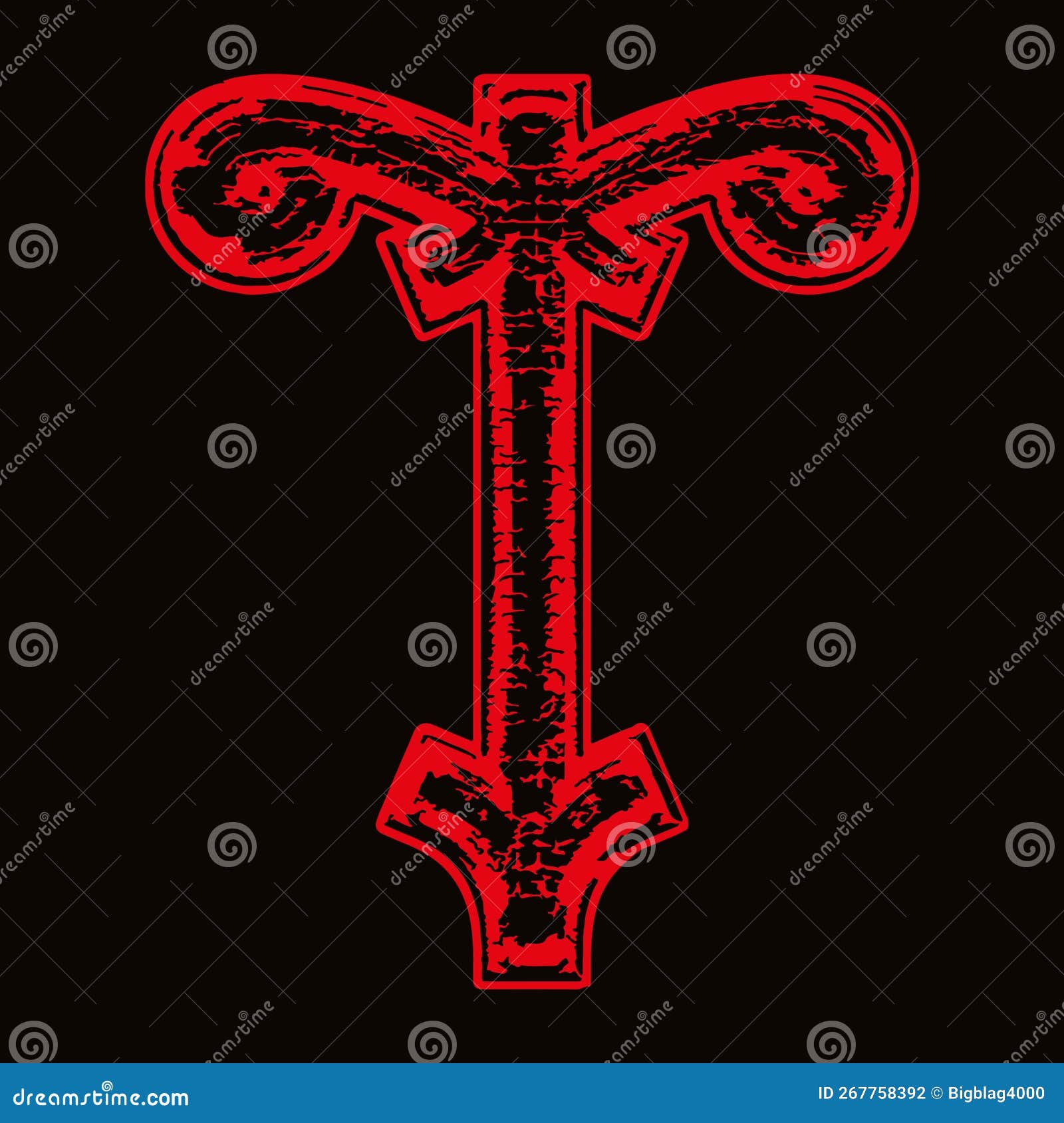 Decorative Ancient Uppercase Letter in Grunge Style.Vector Art Font ...