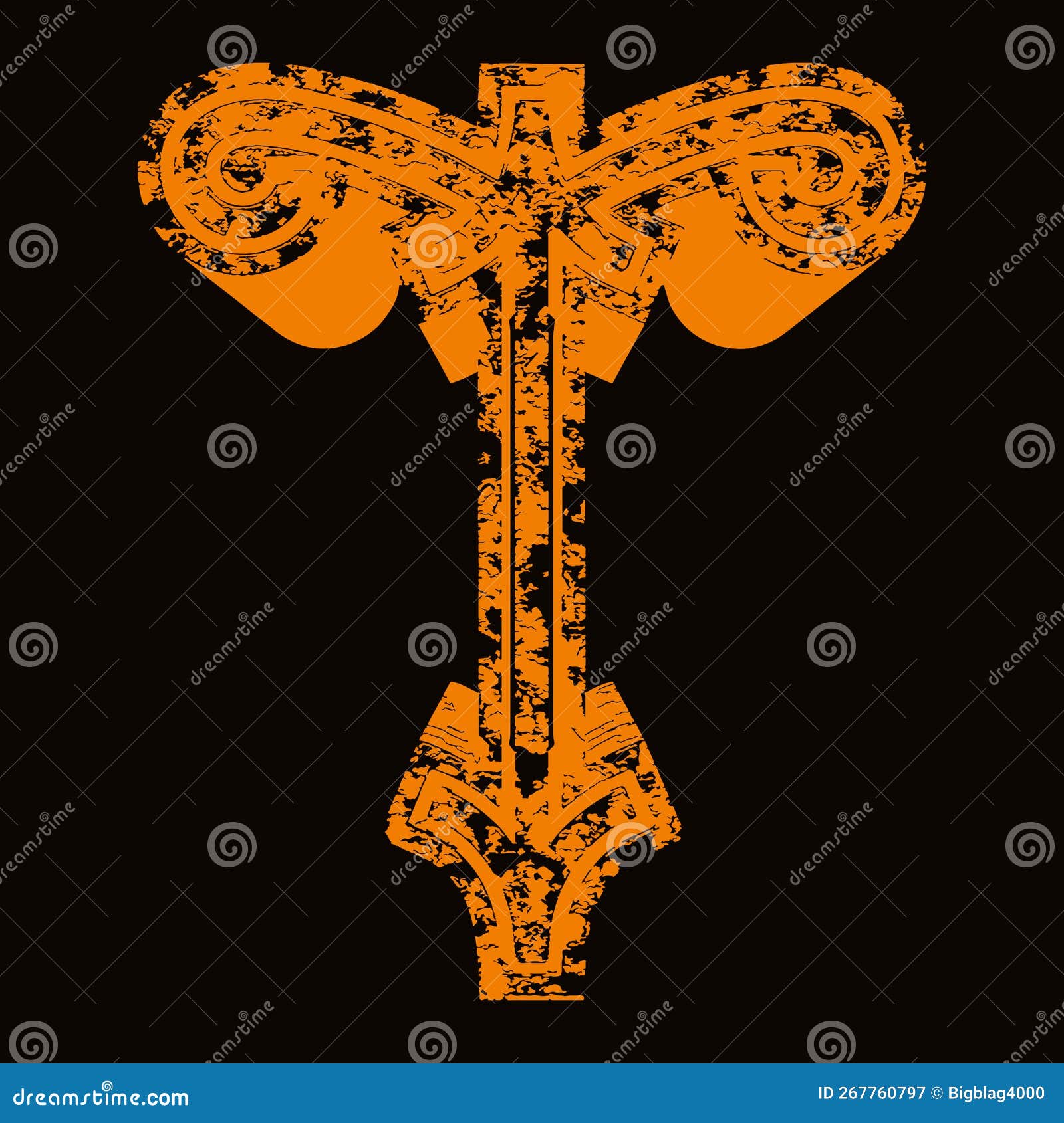 Decorative Ancient Uppercase Letter in Grunge Style.Vector Art Font ...