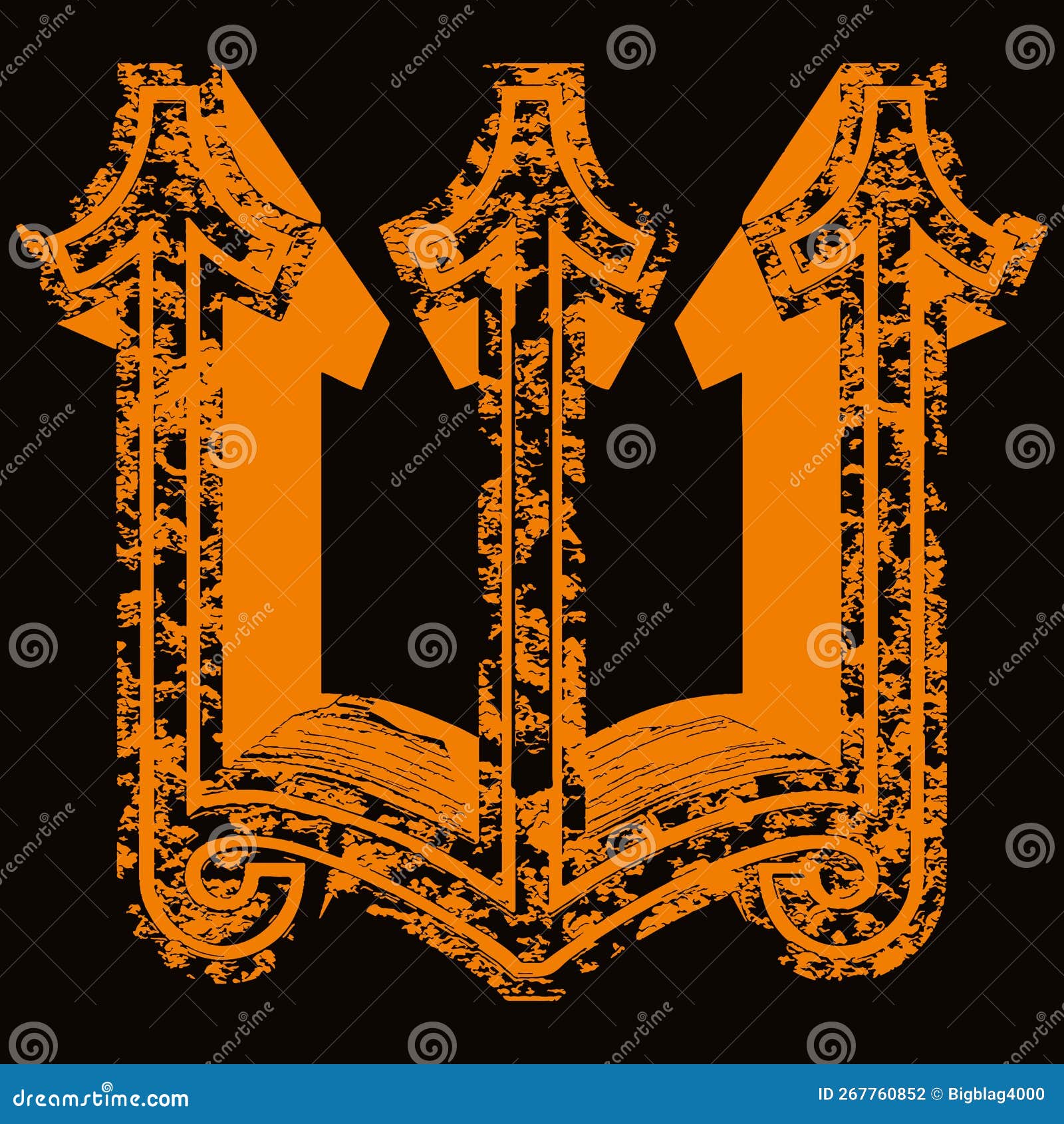 Decorative Ancient Uppercase Letter in Grunge Style.Vector Art Font ...