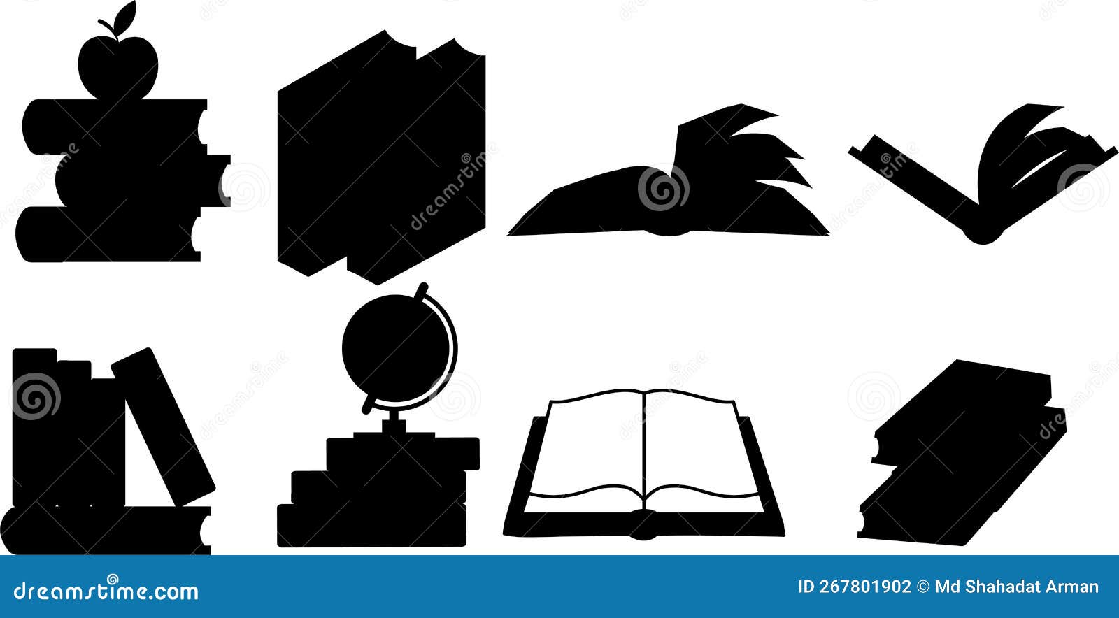 Book Set Silhouette, Book Set Silhouette Set, Vector Illustration ...