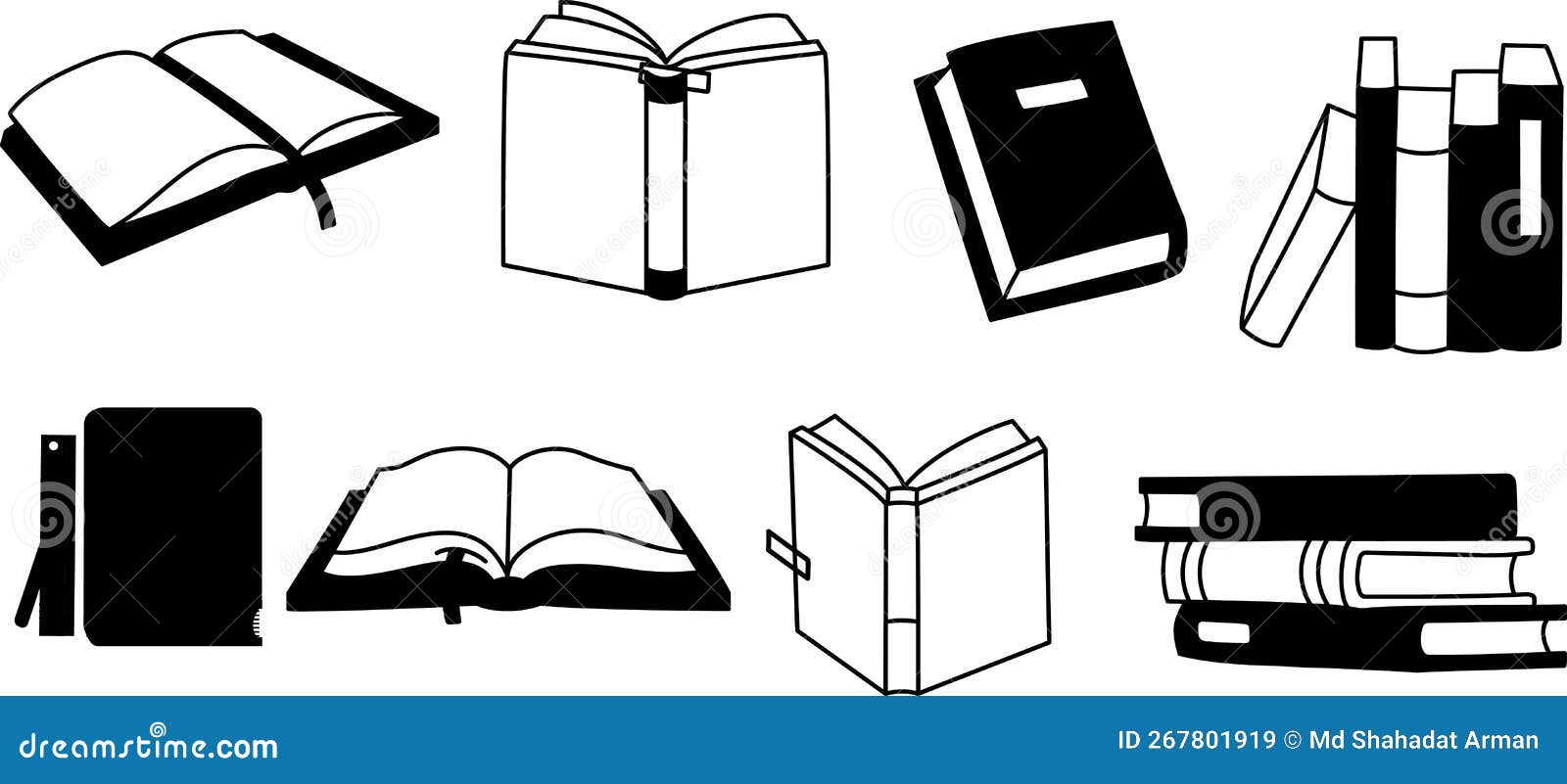 Book Set Silhouette, Book Set Silhouette Set, Stock Vector ...