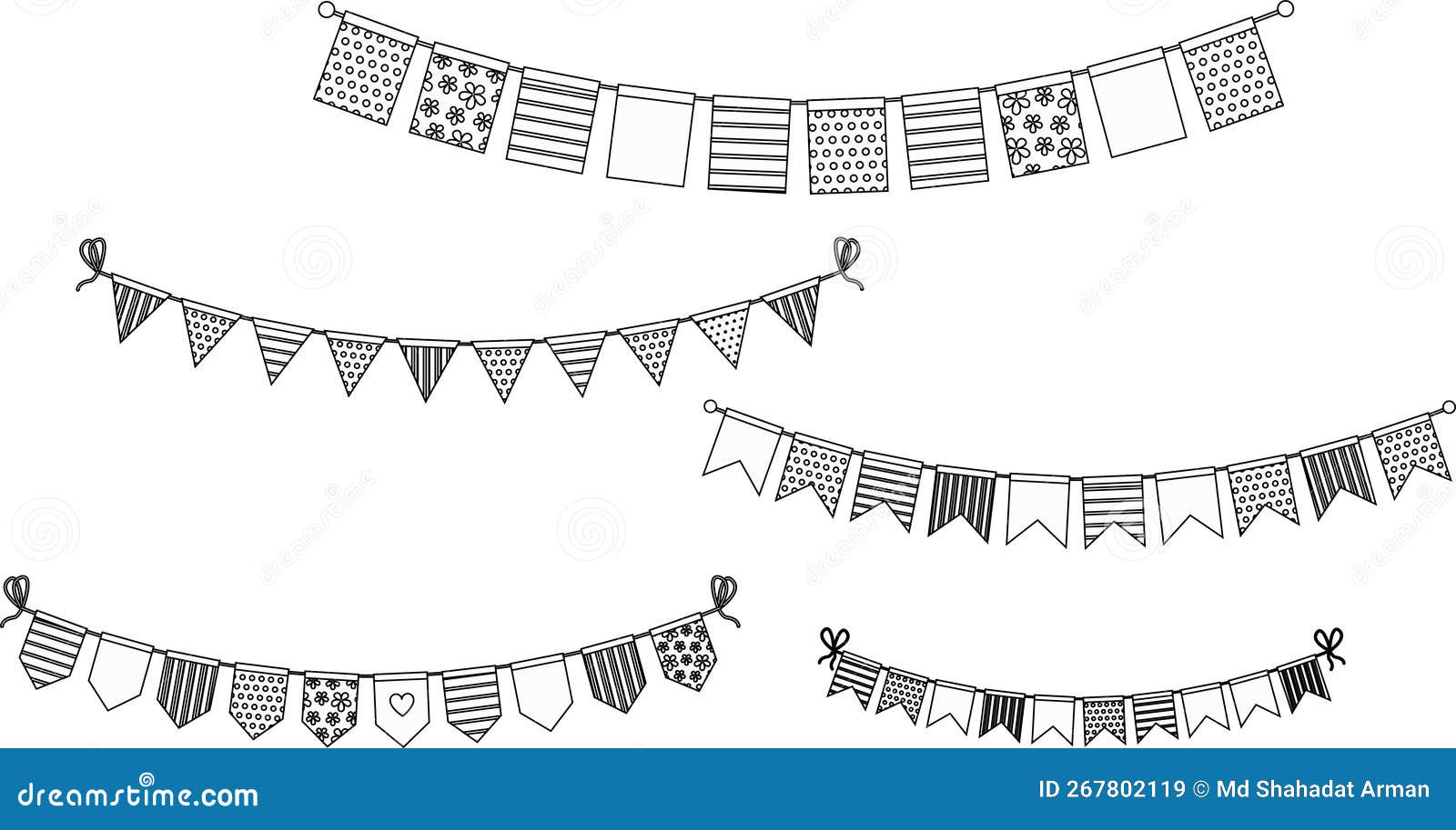 Bunting Banner Set Silhouette, Bunting Banner Set Silhouette Set, Stock ...