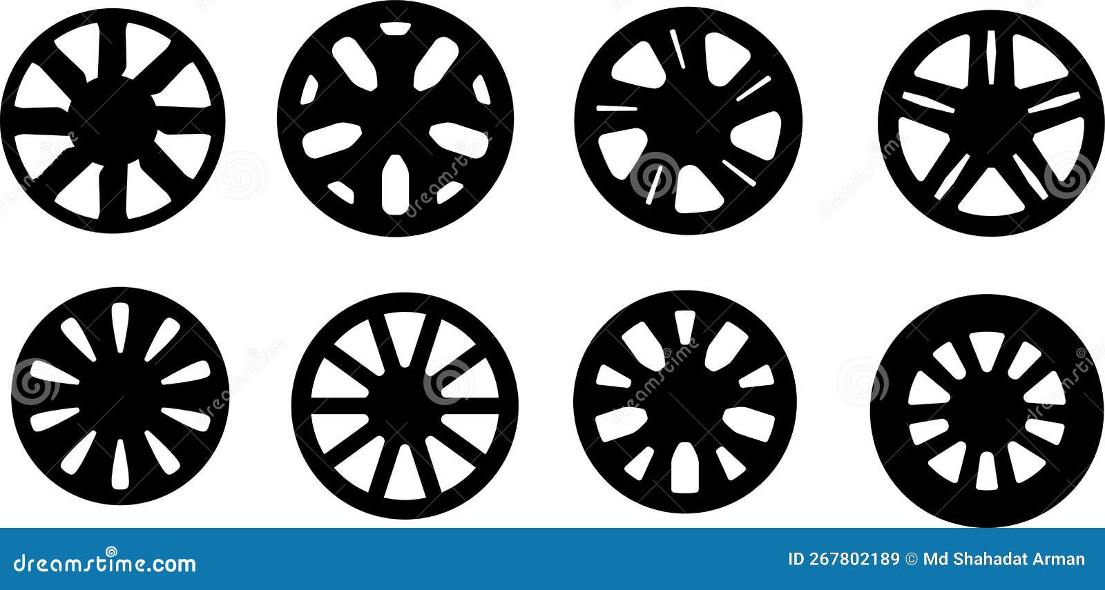 Car Wheel Set Silhouette, Car Wheel Set Silhouette Set, Stock Vector ...