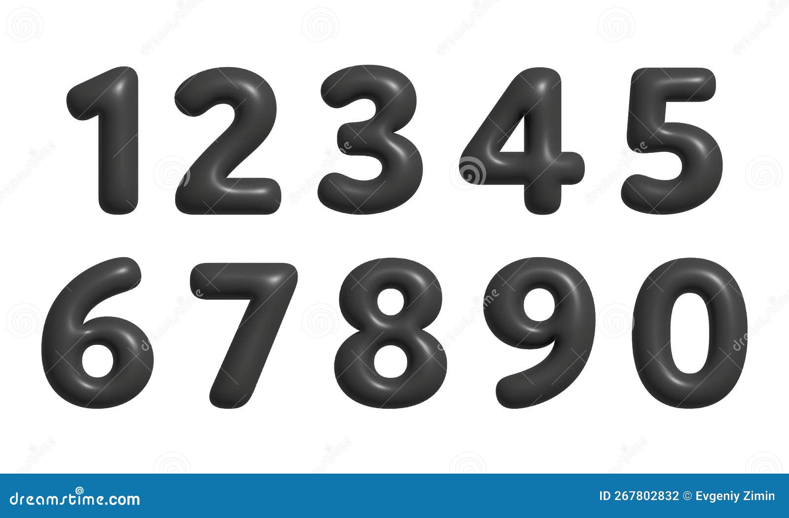 Black 3D Numbers Isolated on White Background Stock Illustration ...