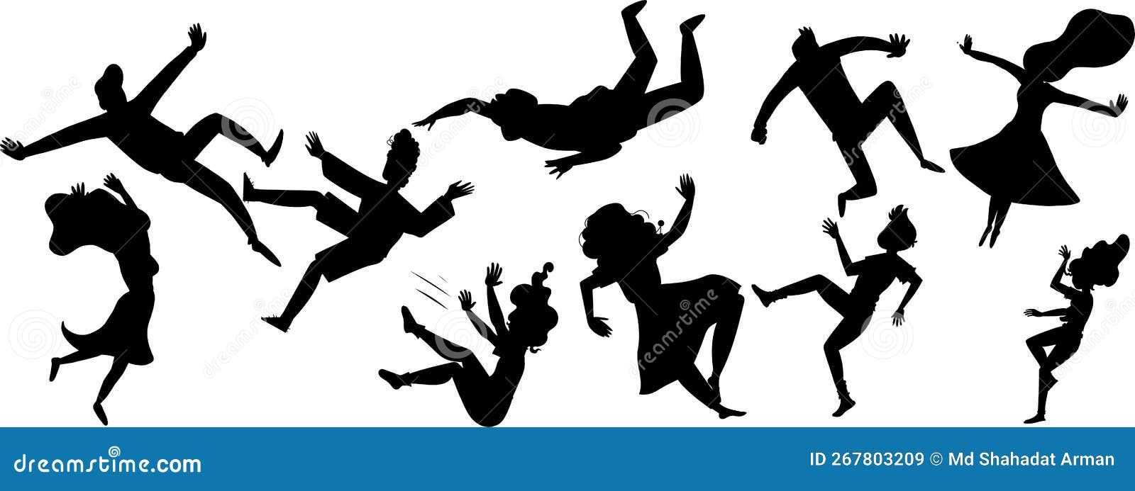 Falling People Set Silhouette, Falling People Set Silhouette Set, Stock ...