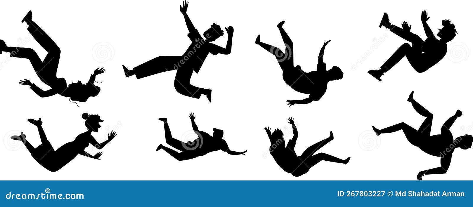 Falling People Set Silhouette, Falling People Set Silhouette Set, Stock ...