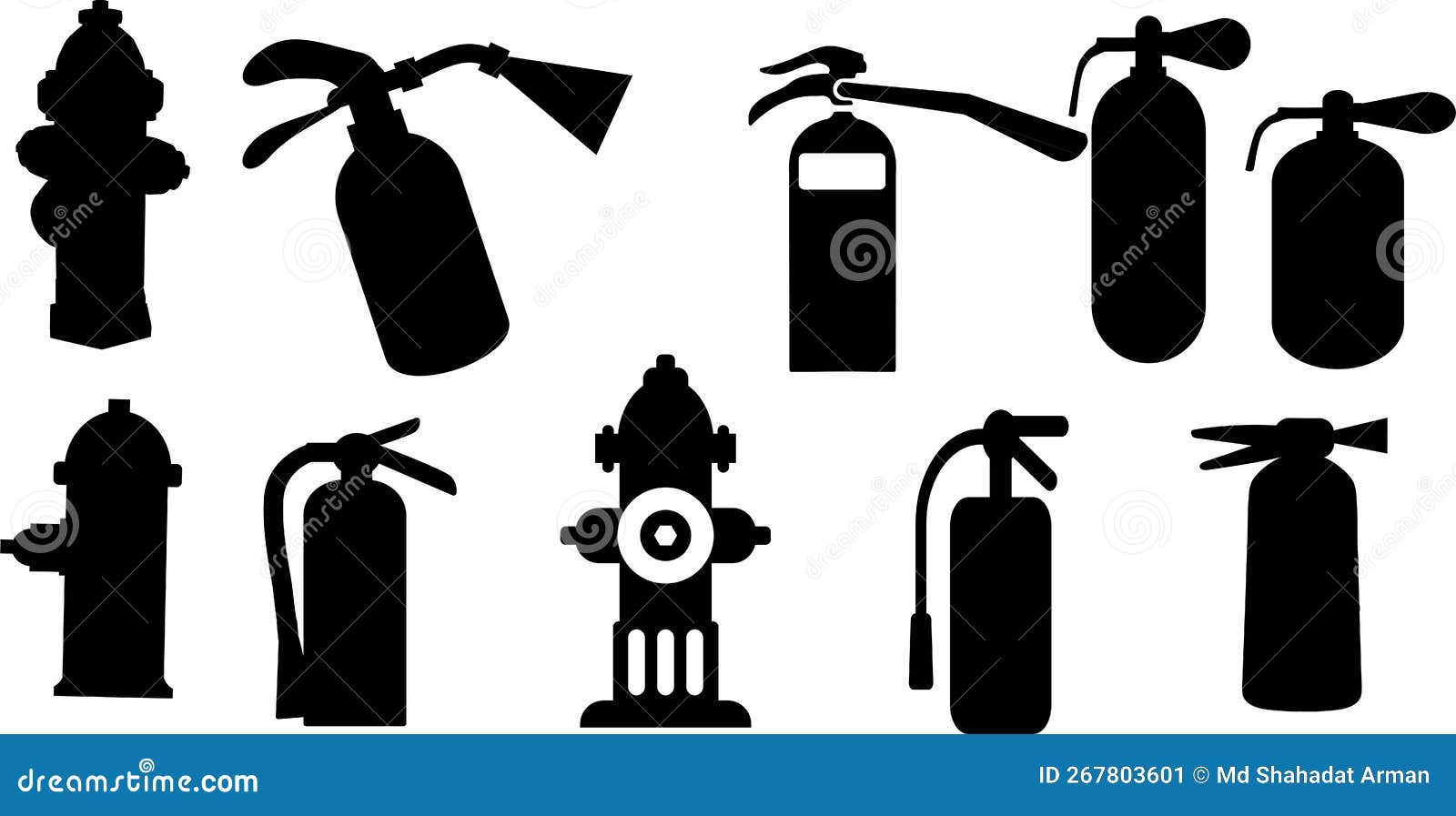 Fire Extinguisher Set Silhouette, Fire Extinguisher Set Silhouette Set ...