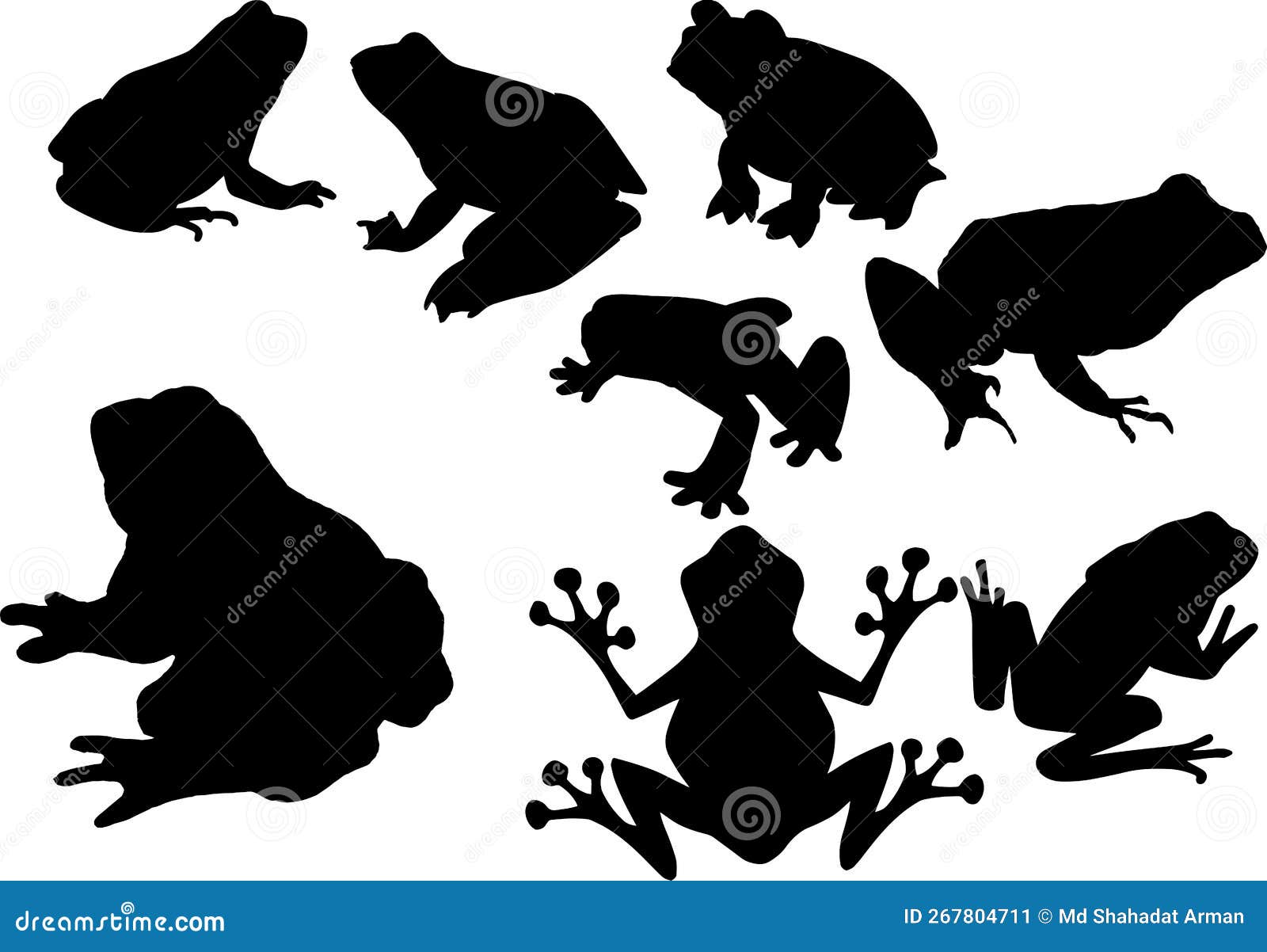 Frog Set Silhouette, Frog Set Silhouette Set, Stock Illustration ...