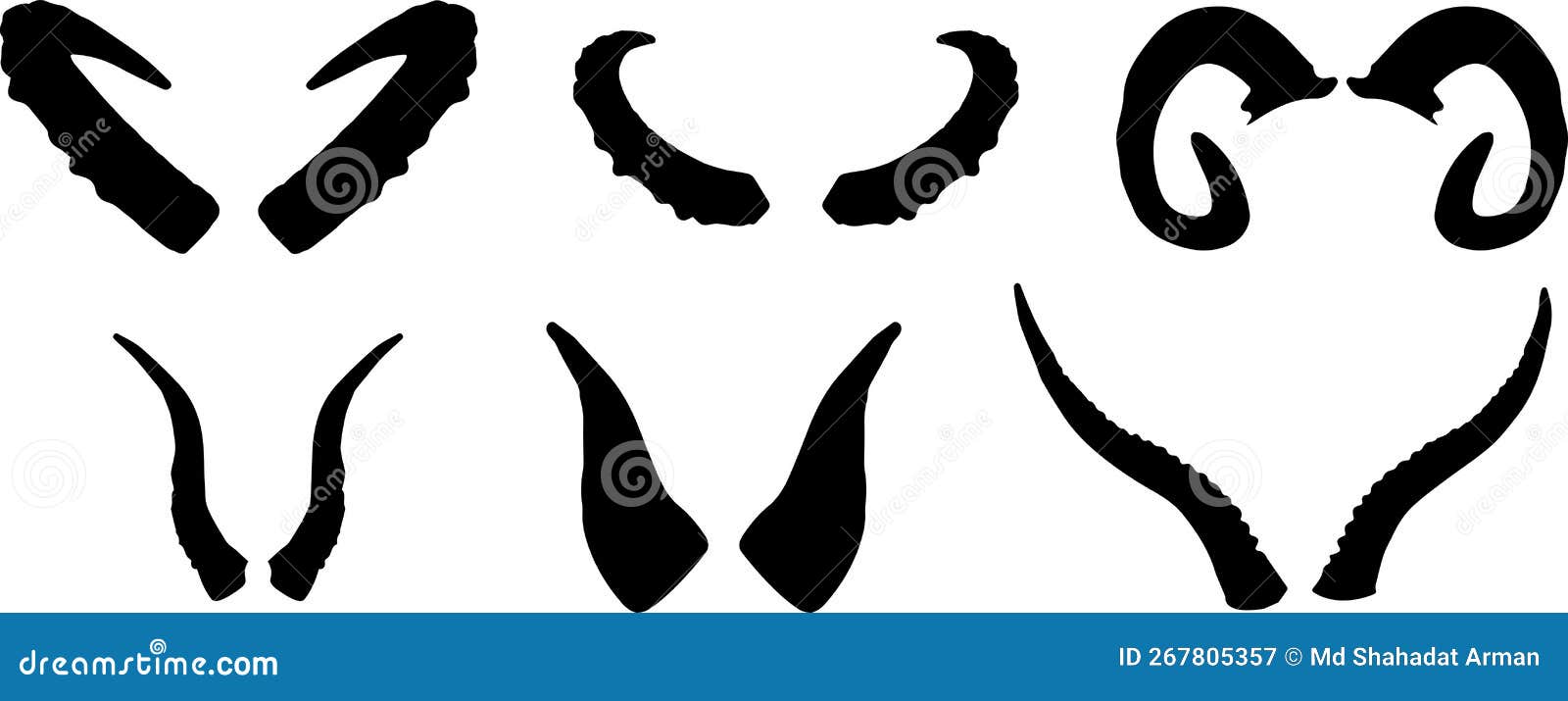 Devil Horn Silhouette, Devil Horn Silhouette Set, Stock Illustration - Illustration of icon ...