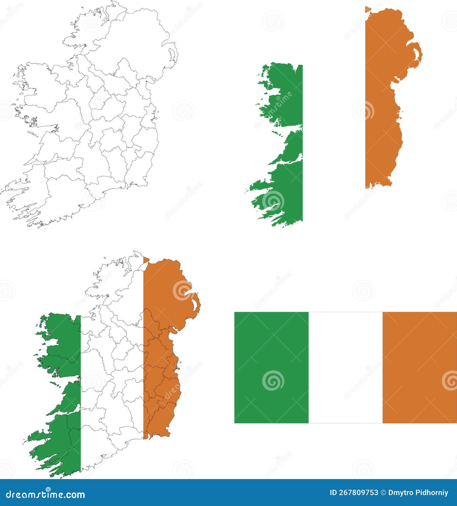 Set of Territories of the Country with the Flag of Ireland Stock Vector ...